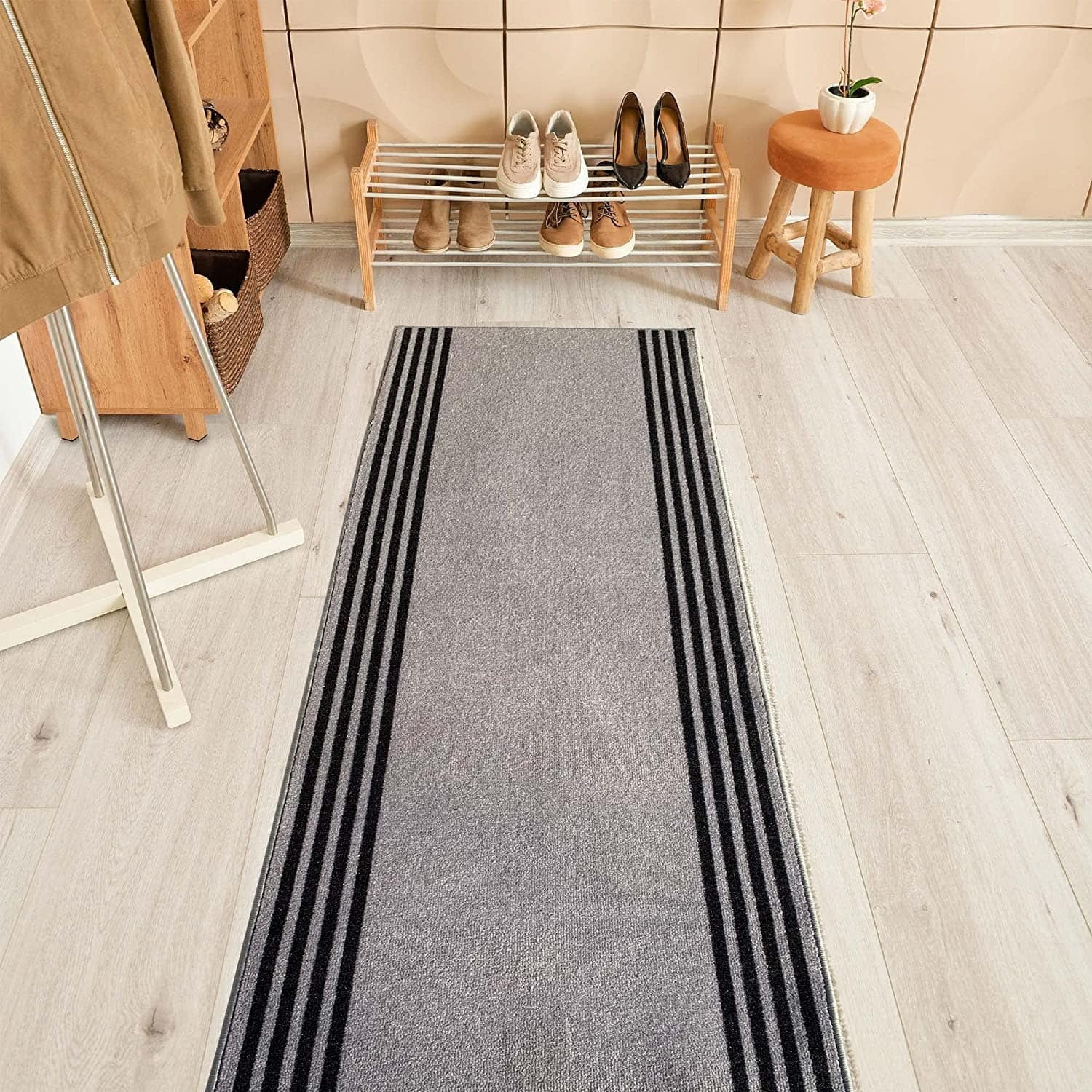Playa Rug Custom Size Stripes Border Non-Slip 26 Inches Wide Hallway ...