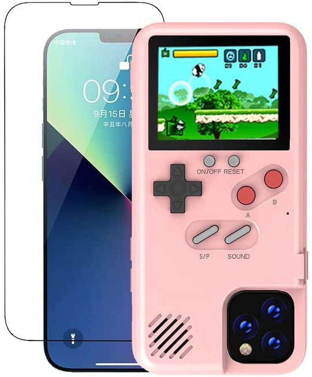 Playable Gameboy Phone Case for iPhone 13 Pro Max - 36 Built-in Games, Color Display, Pink Retro ...