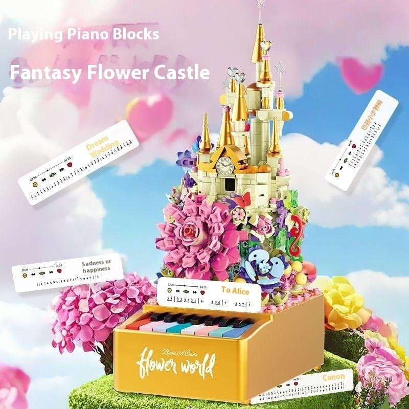 [Playable Keys] Building Blocks Electronic Keyboard Castle Assembled Toys Small Particle Type ...