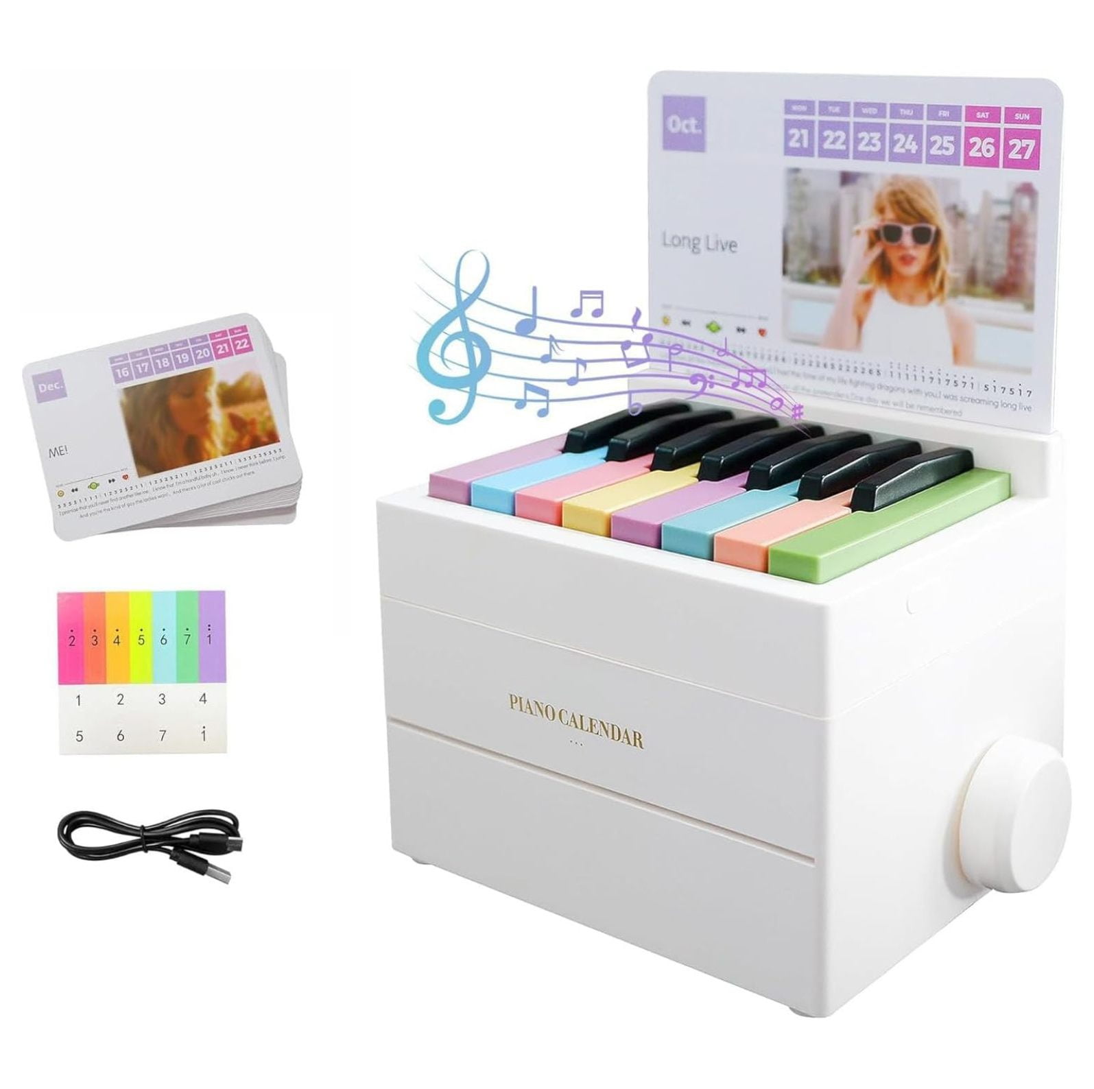 Playable Piano Desk Calendar 2024-2025,Piano Calendar, White Mini Piano ...