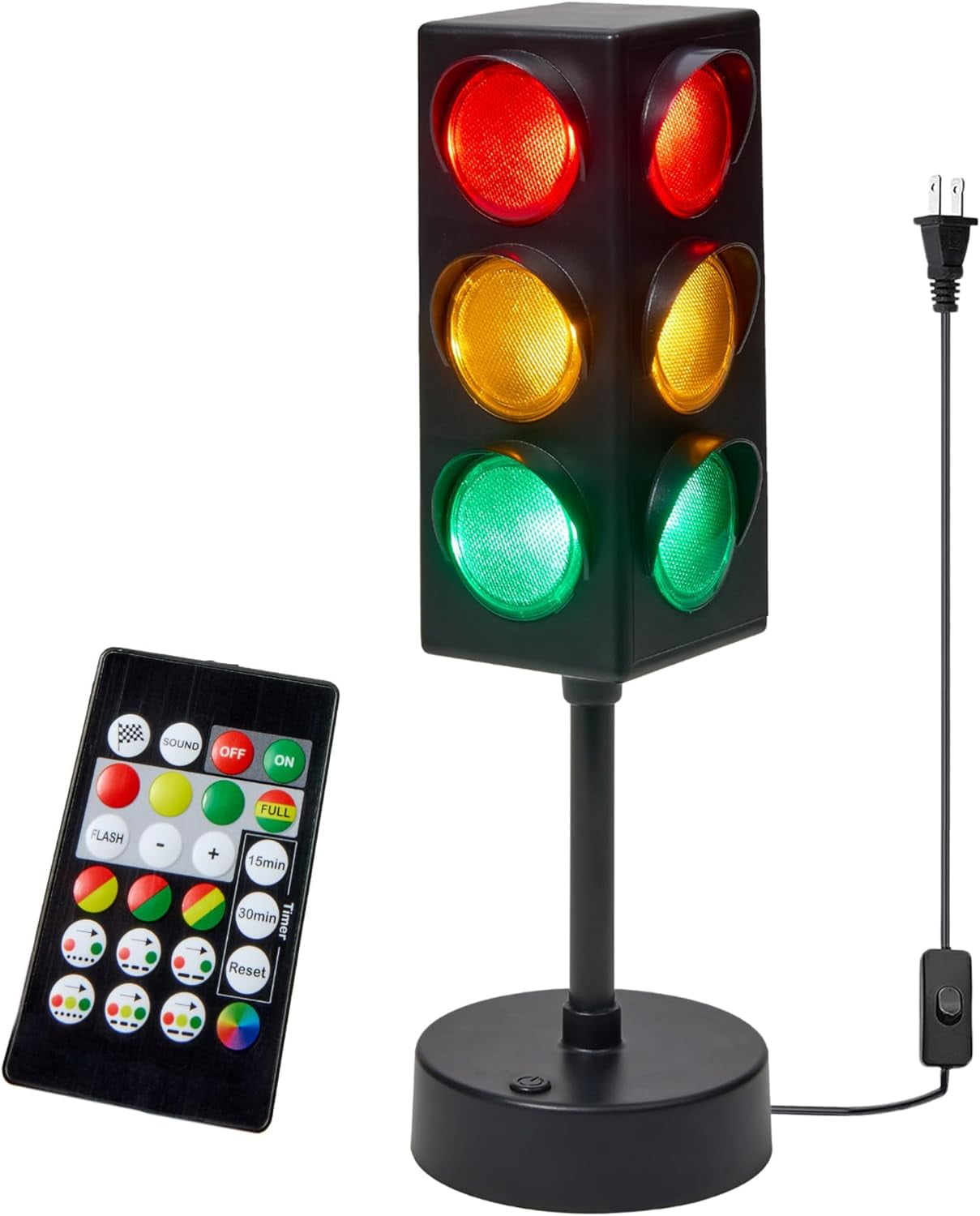 Playbees 11" Mini Traffic Light Table Lamp with 4 Blinking Modes ...