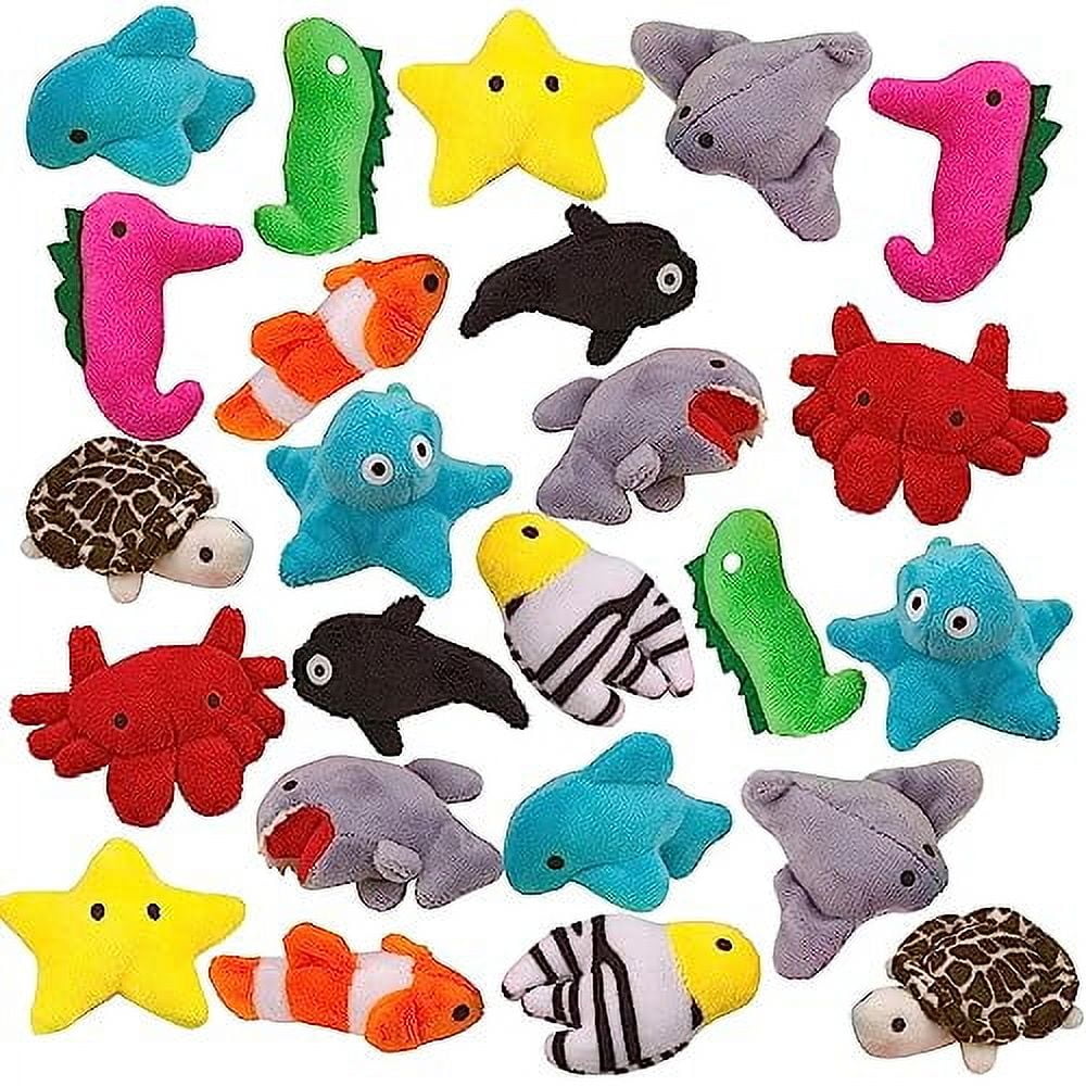 Playbees Assorted Sea-Life Plush Toys - 24 Pack - 3 Inch Soft & Cuddly ...