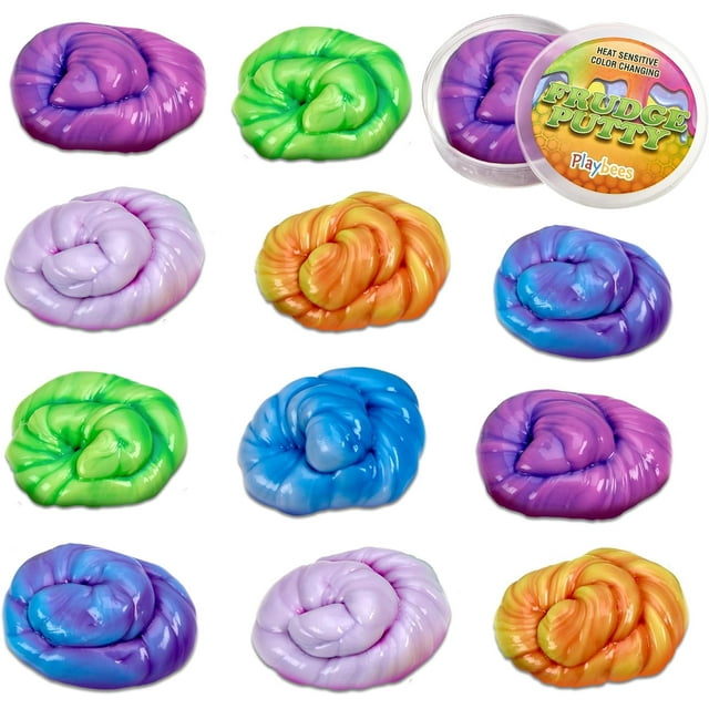 Playbees Color Changing Frudge Putty - 12 Pack - Mini Slime Putty for ...