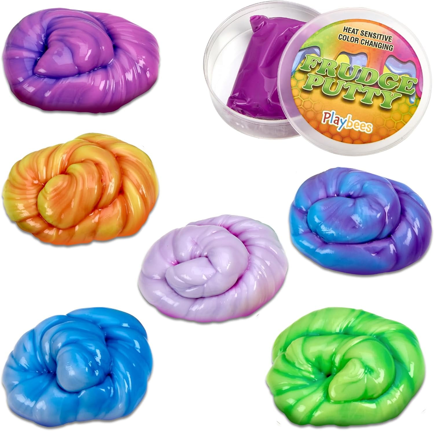 Playbees Color Changing Frudge Putty - 6 Pack - Mini Slime Putty for ...
