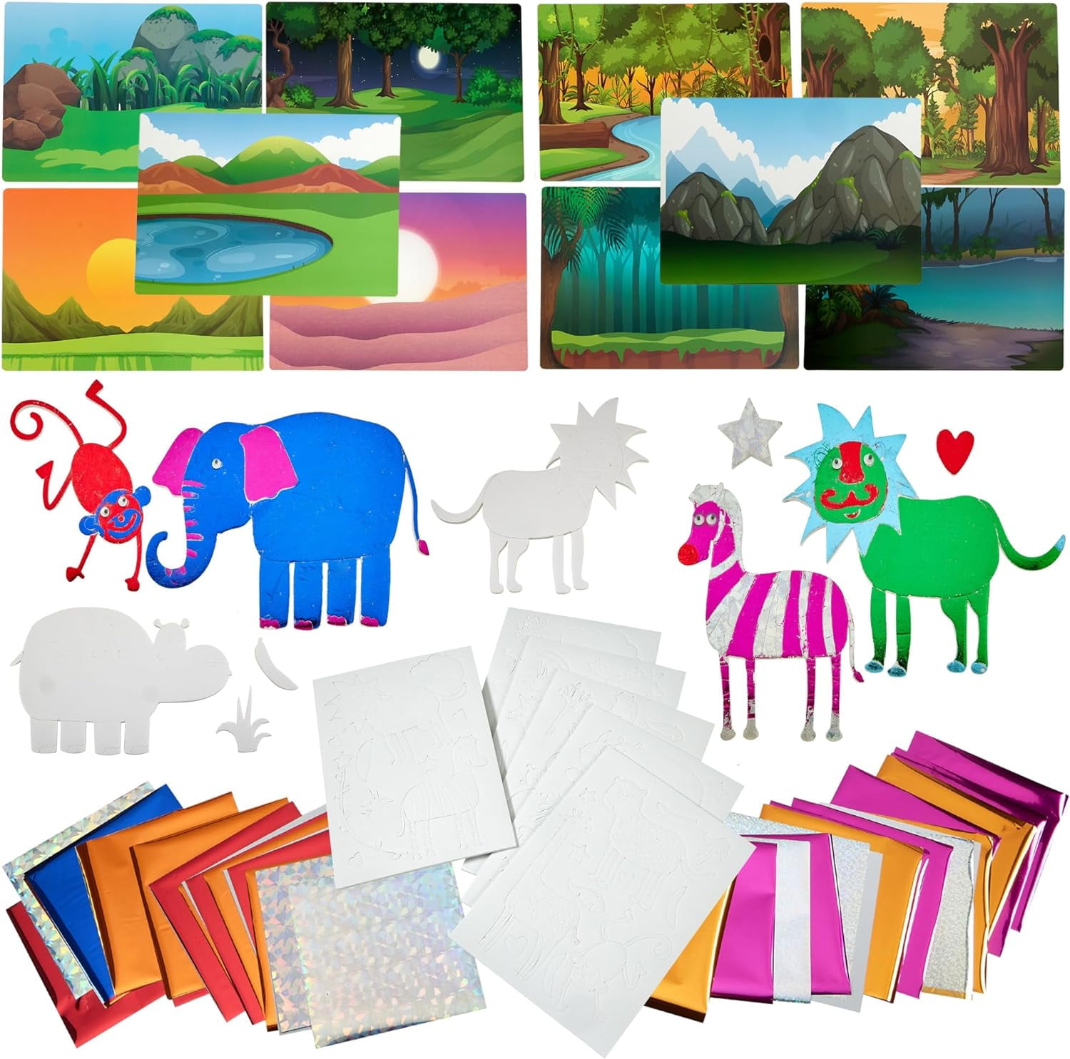Playbees Foil Fun Animals Mega Pack Preschool Arts and Crafts Kit for ...