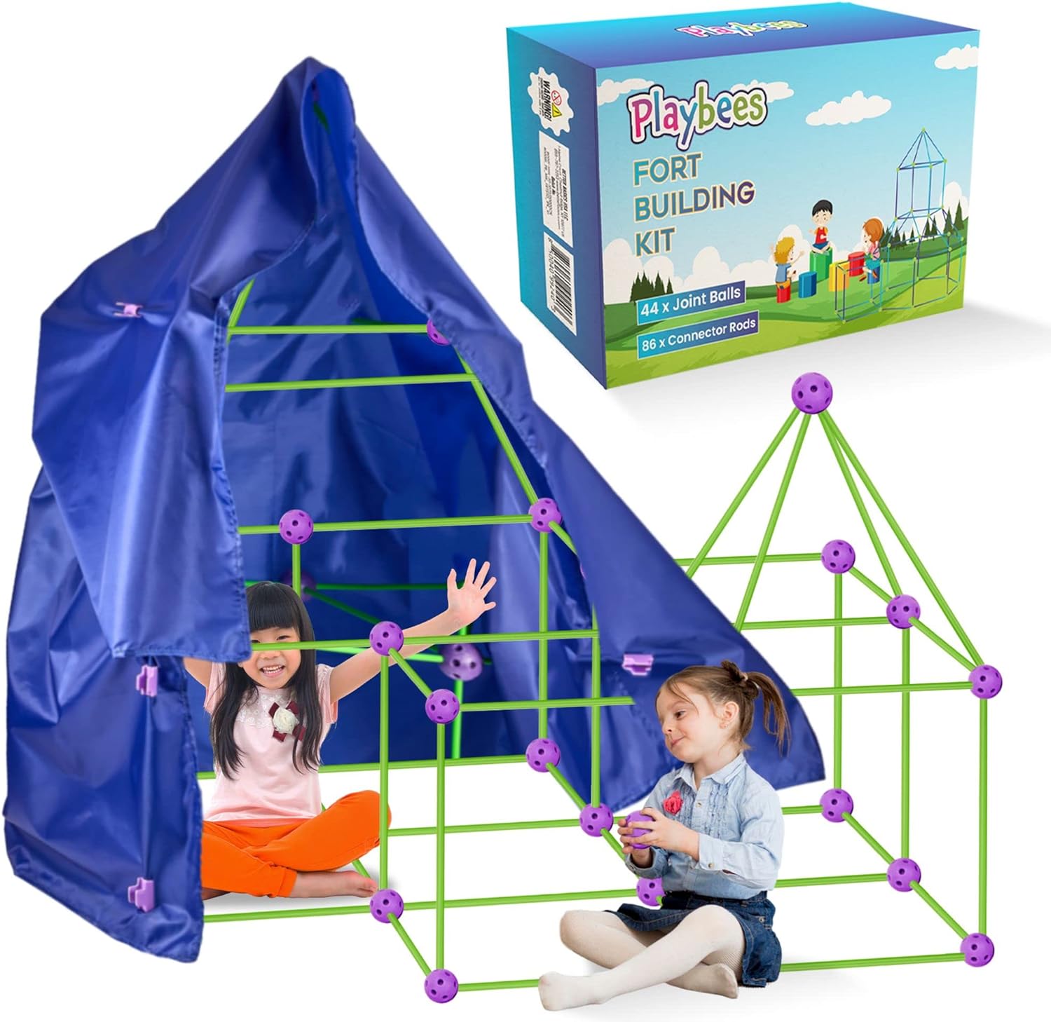 Playbees Fort Building Kit with Rods and Connectors- 145 Pieces - Ages ...