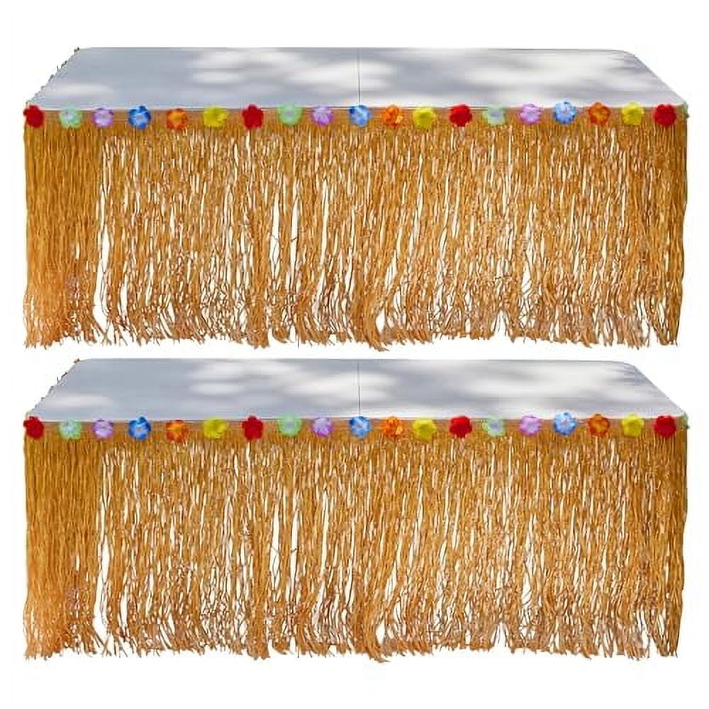 Playbees Hawaiian Luau Grass Table Skirt Set - 2 Pieces - 9 Feet x 29 ...