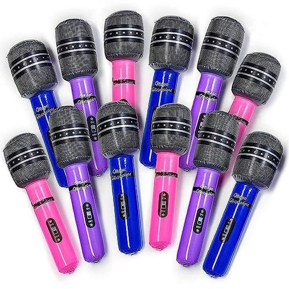 Playbees Inflatable Microphones - 12-Pack - 10.5" Vibrant Wireless Mics ...