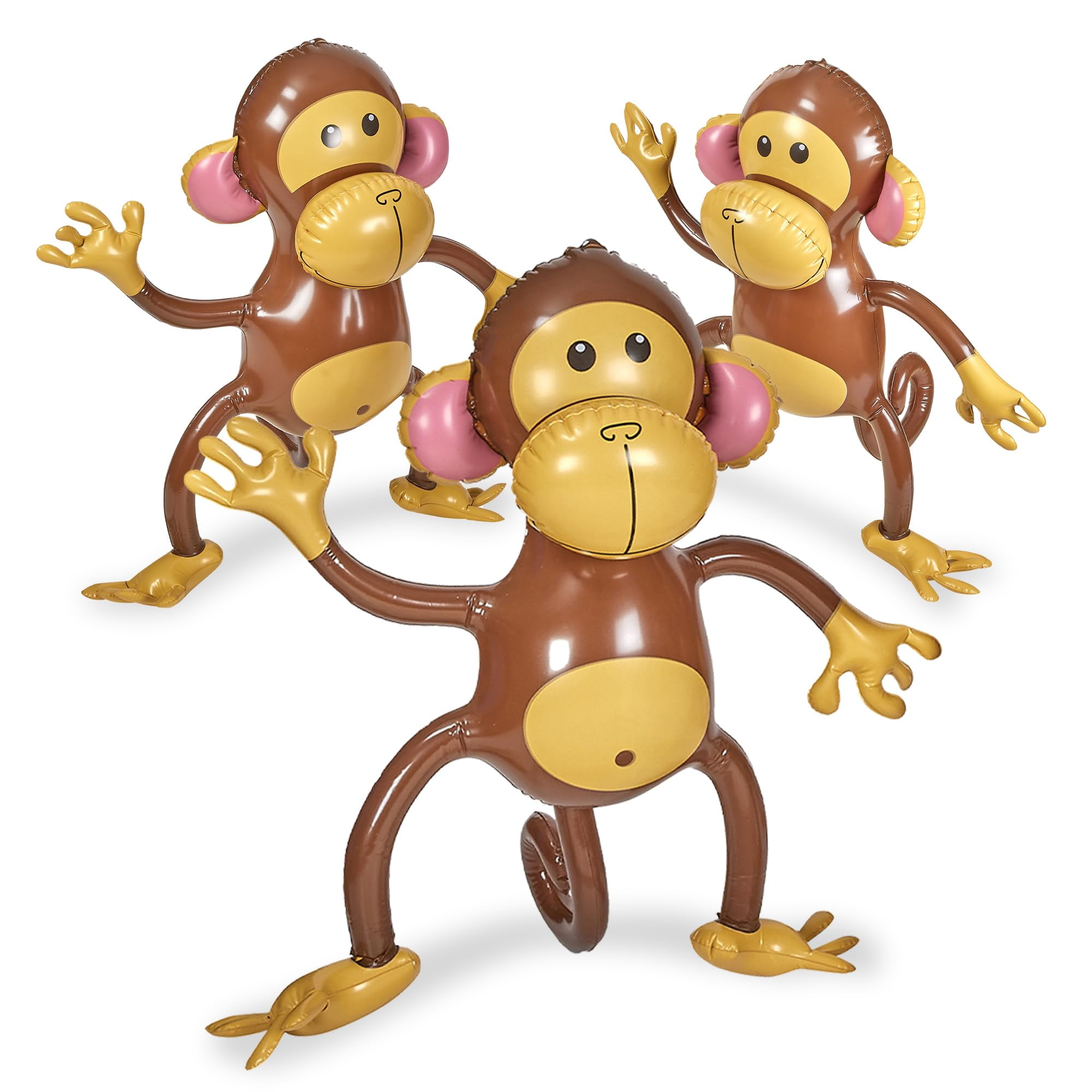 Playbees Large Inflatable Monkey 27" - BSL1 3 Pack Blow Party Favors ...