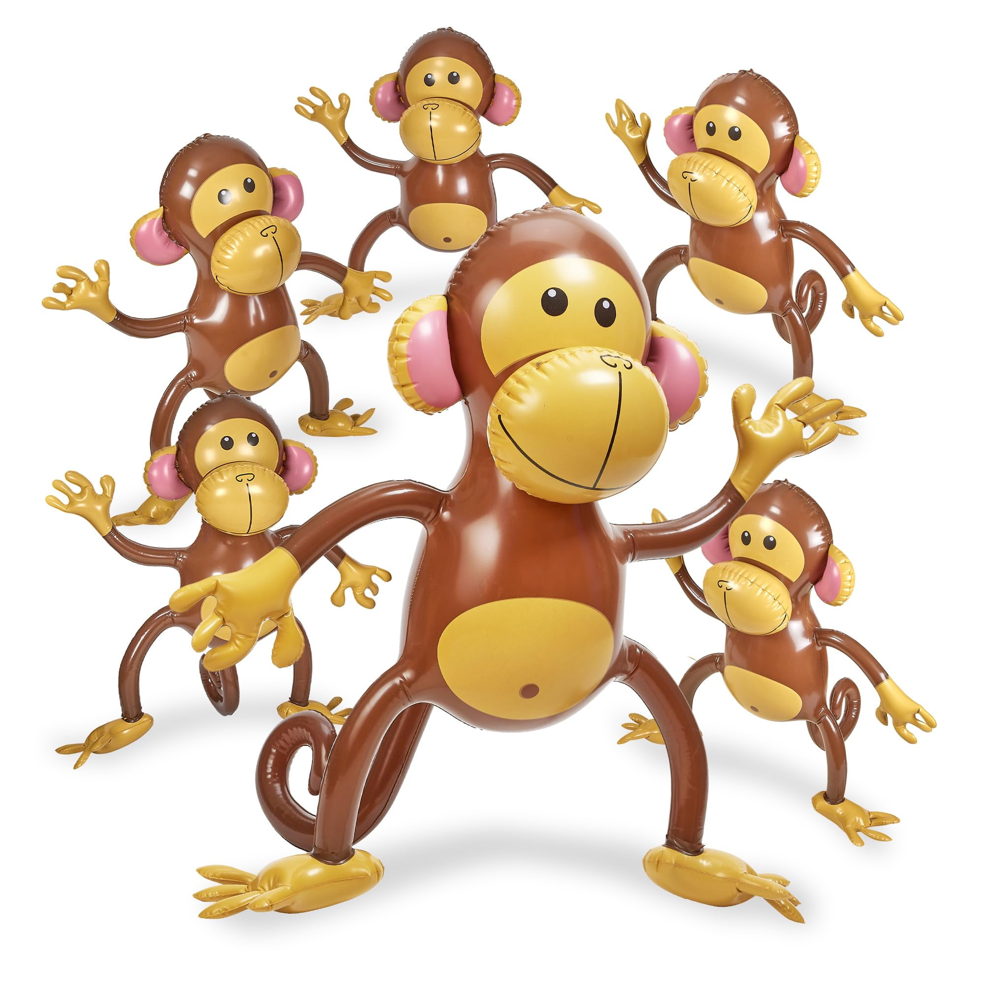 Playbees Large Inflatable Monkey DHF10 27" - 6 Pack Blow Party Favors ...