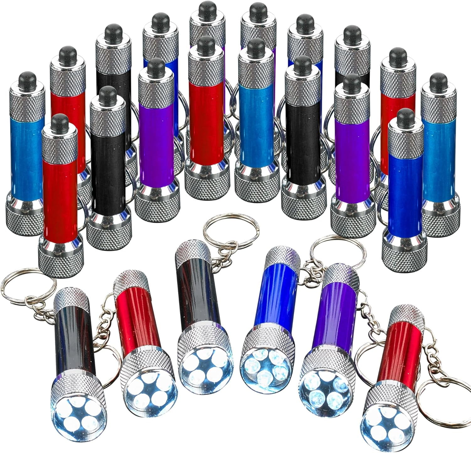Playbees Mini LED Flashlight Keychains - 12 Pack - 2.5 Inch in Vibrant ...