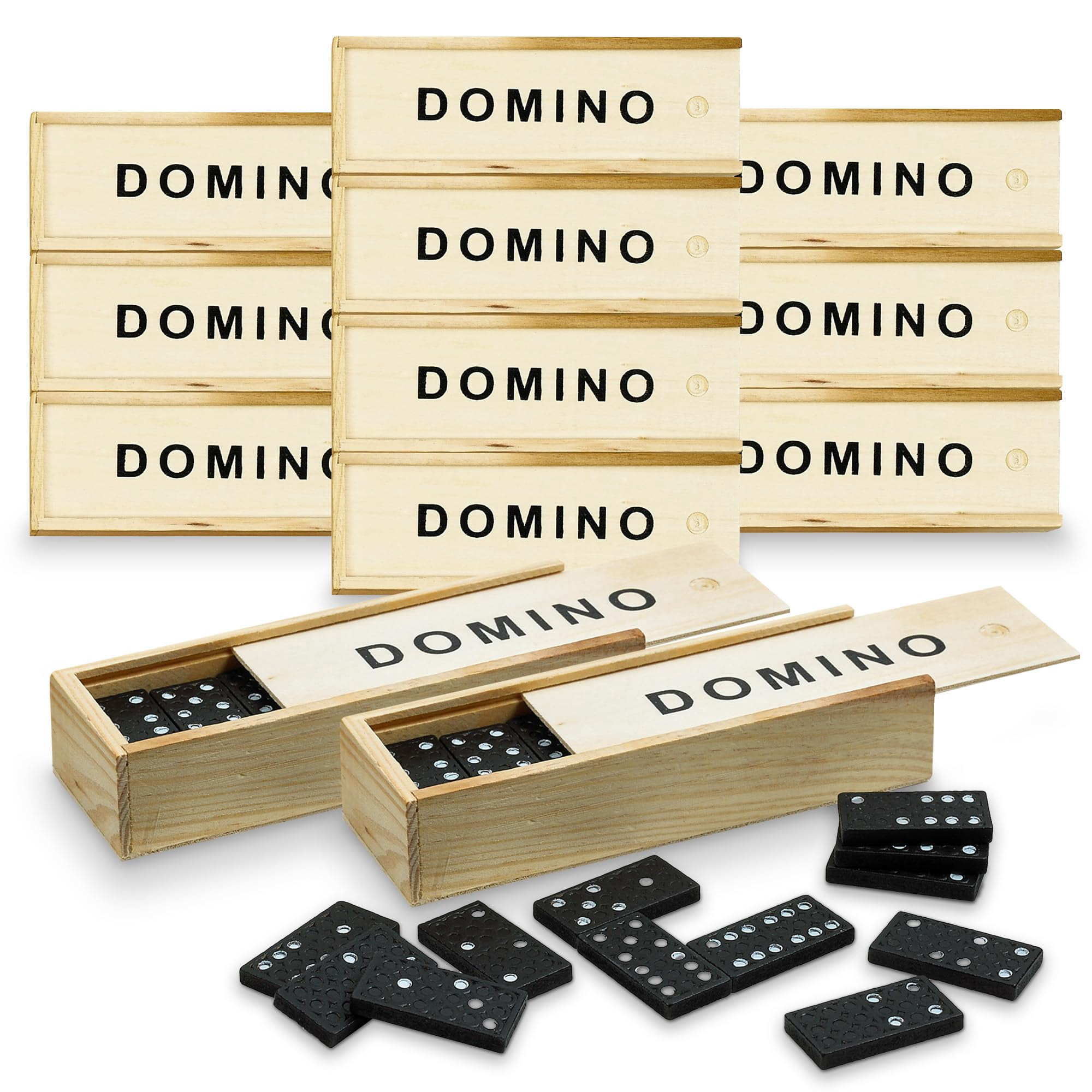 Playbees Mini Wooden Dominoes MMF7 Set - 12 Pack - Classic Double Six ...