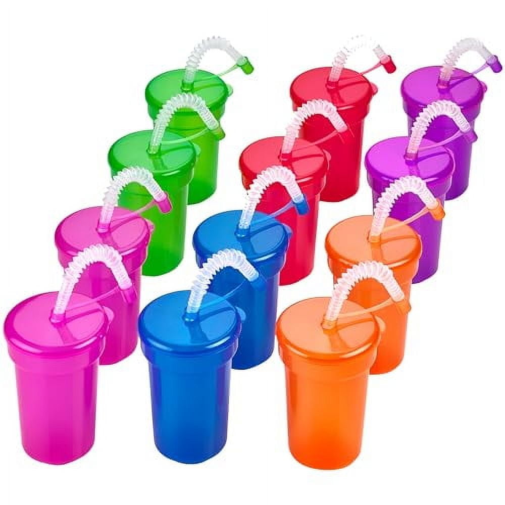 Playbees Neon Sipper Cups - 6 Oz. - Colorful, Spill-Proof Cups with ...