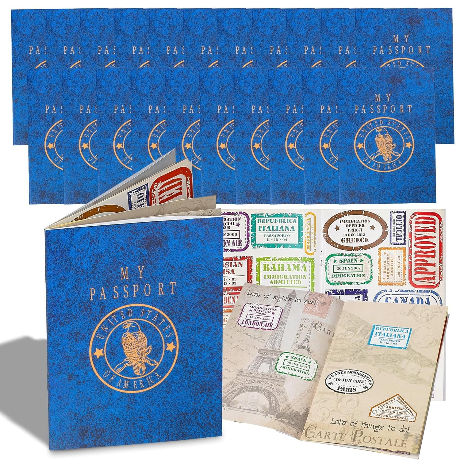 Playbees Passport Sticker Book for Boys and Girls - 24 Pack - Pad of ...