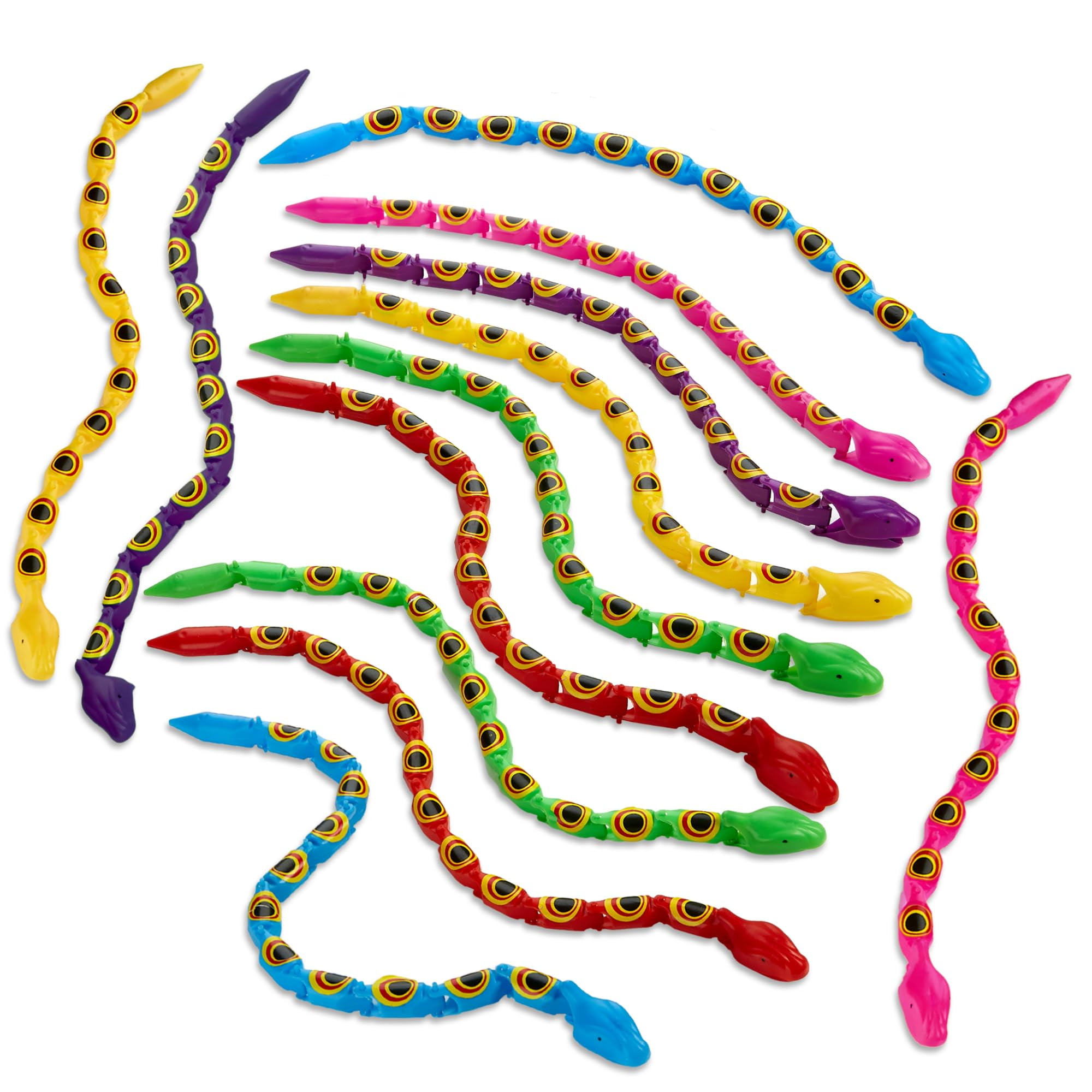 Playbees Wiggly Jointed Snakes - Pack of 12 - Wacky and Educational ...