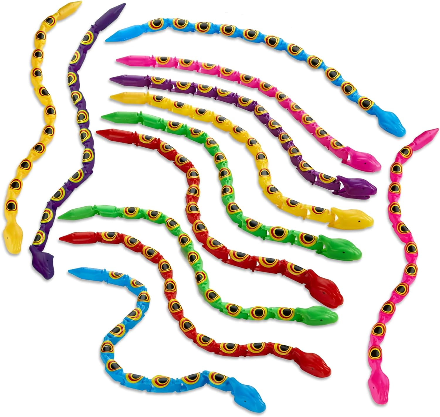 Playbees Wiggly Jointed Snakes - Pack of 24 - Wacky Fun and Educational ...
