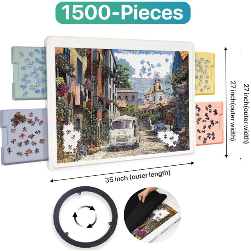 Playboda 1000-1500 Pieces Rotating Plastic Puzzle Board with Drawers ...