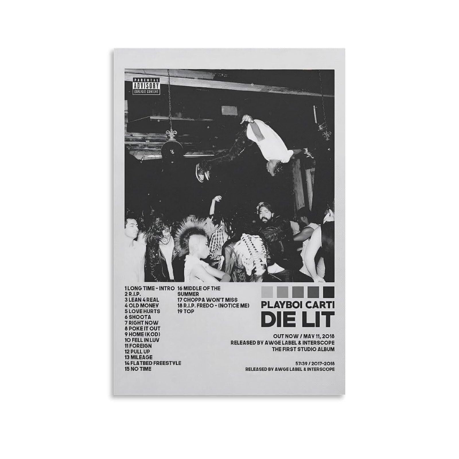 Playboi of Carti Die Lit Album Cover Poster Decorative Painting Bathroom Decor Living Room ...