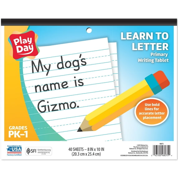 Playday Learn to Letter Primary Writing Tablet, Grades PK-1 (48075 ...