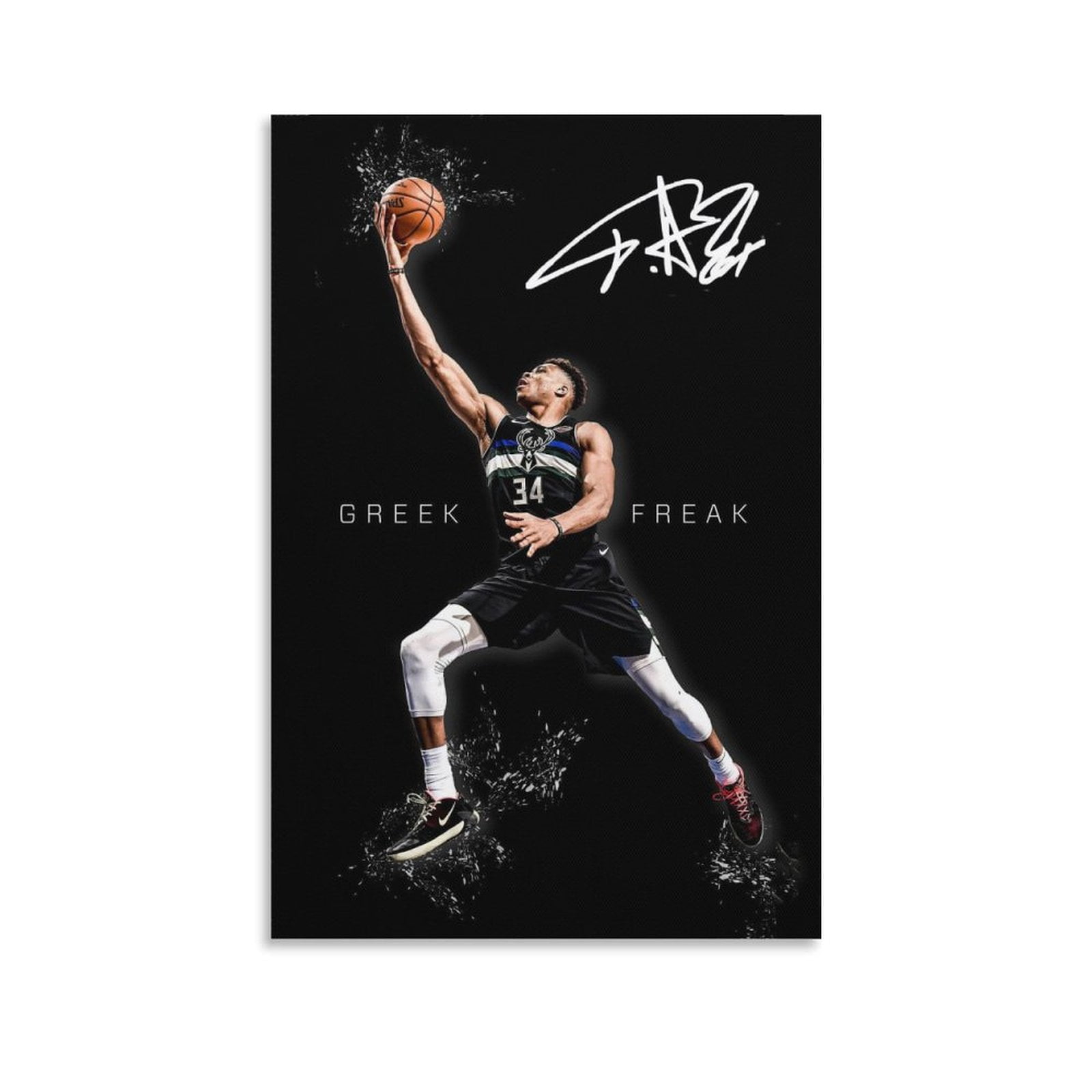 Player Giannis Antetokounmpo Greek Freak Signed Poster Posters Wall Art Painting Canvas Gift ...