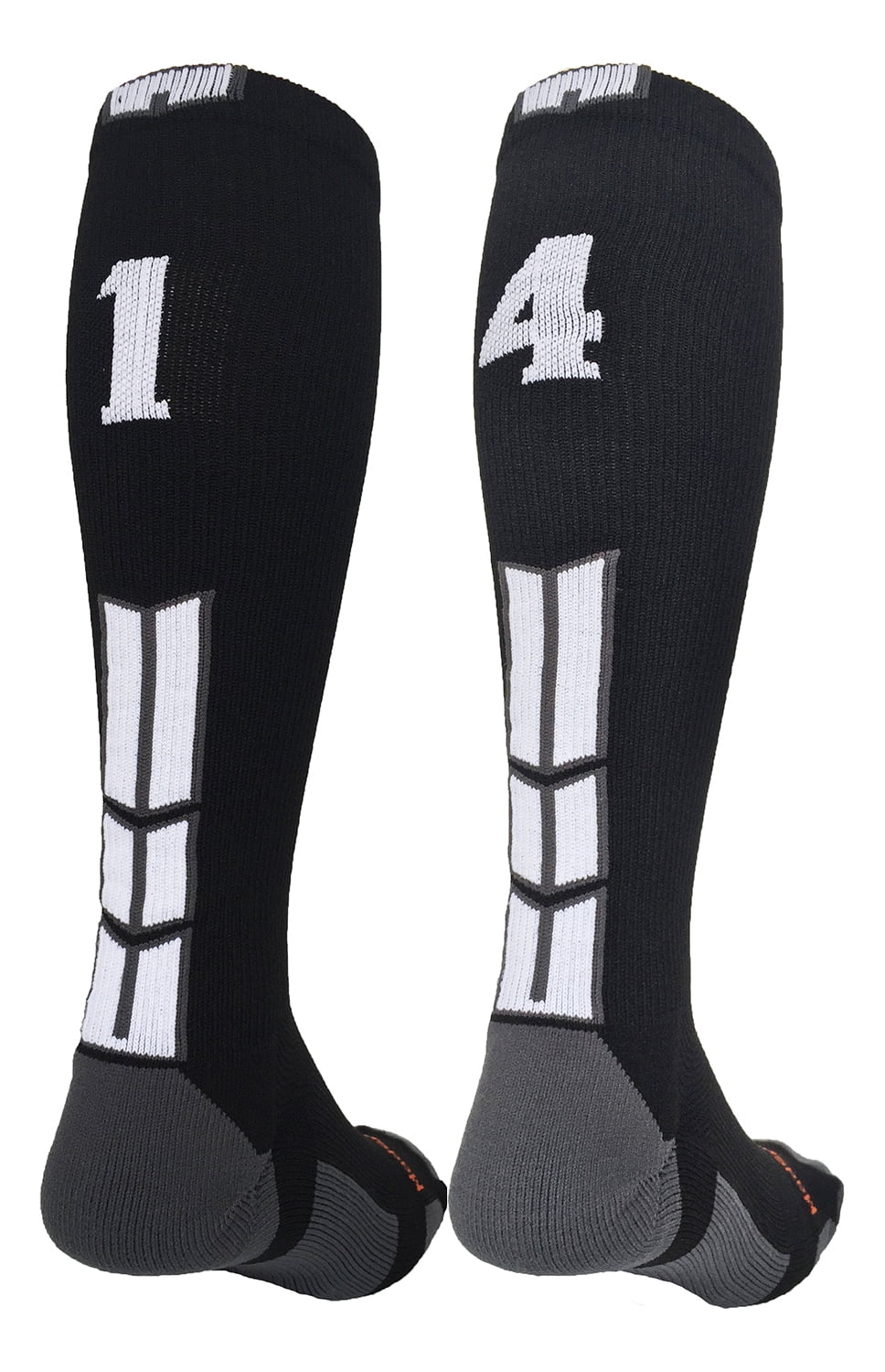Player Id Black/White Over the Calf Number Socks (#14, Medium ...