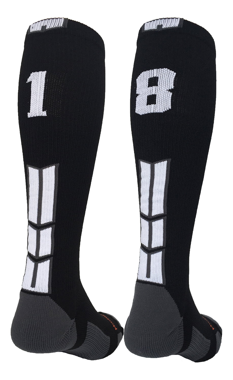 Player Id Black/White Over the Calf Number Socks (#18, Medium ...