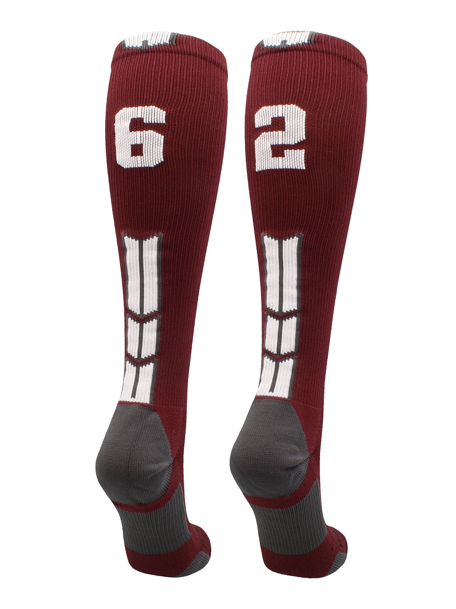 Player Id Number Socks Over the Calf Maroon White (#62, Large ...