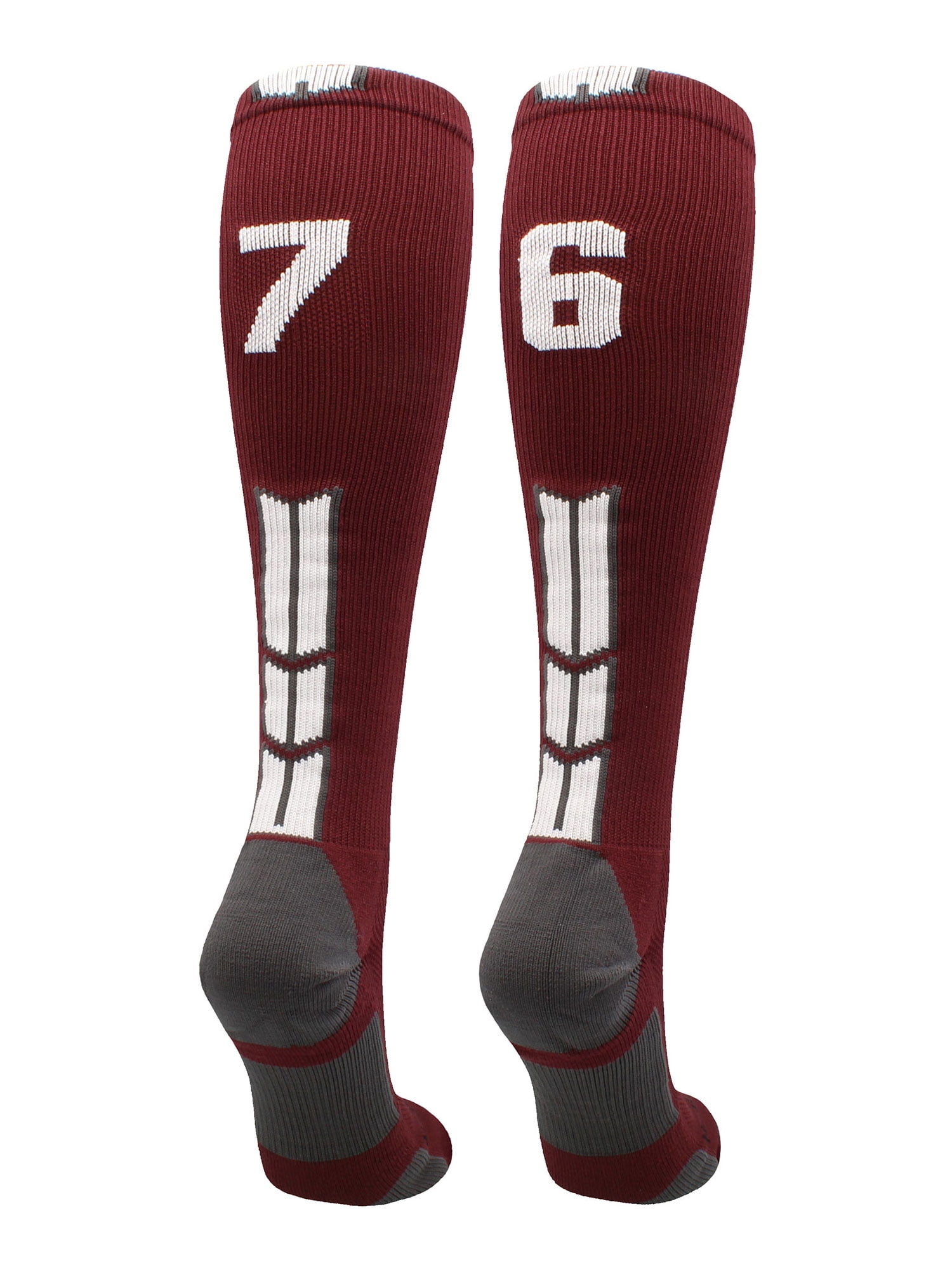 Player Id Number Socks Over the Calf Maroon White (#76, Large ...