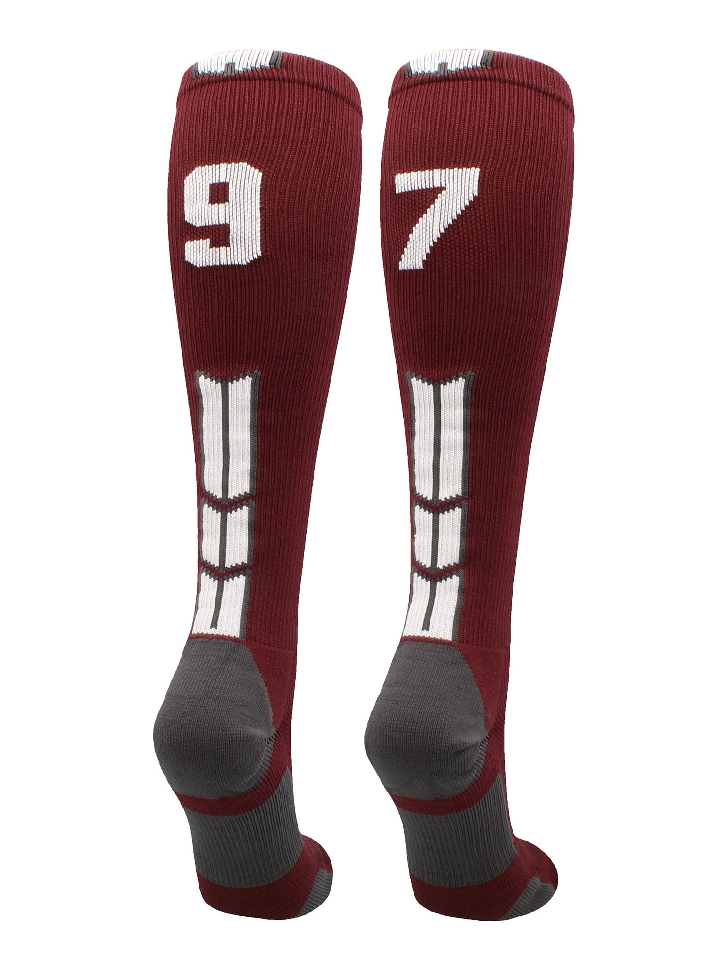 Player Id Number Socks Over the Calf Maroon White (#97, Large ...