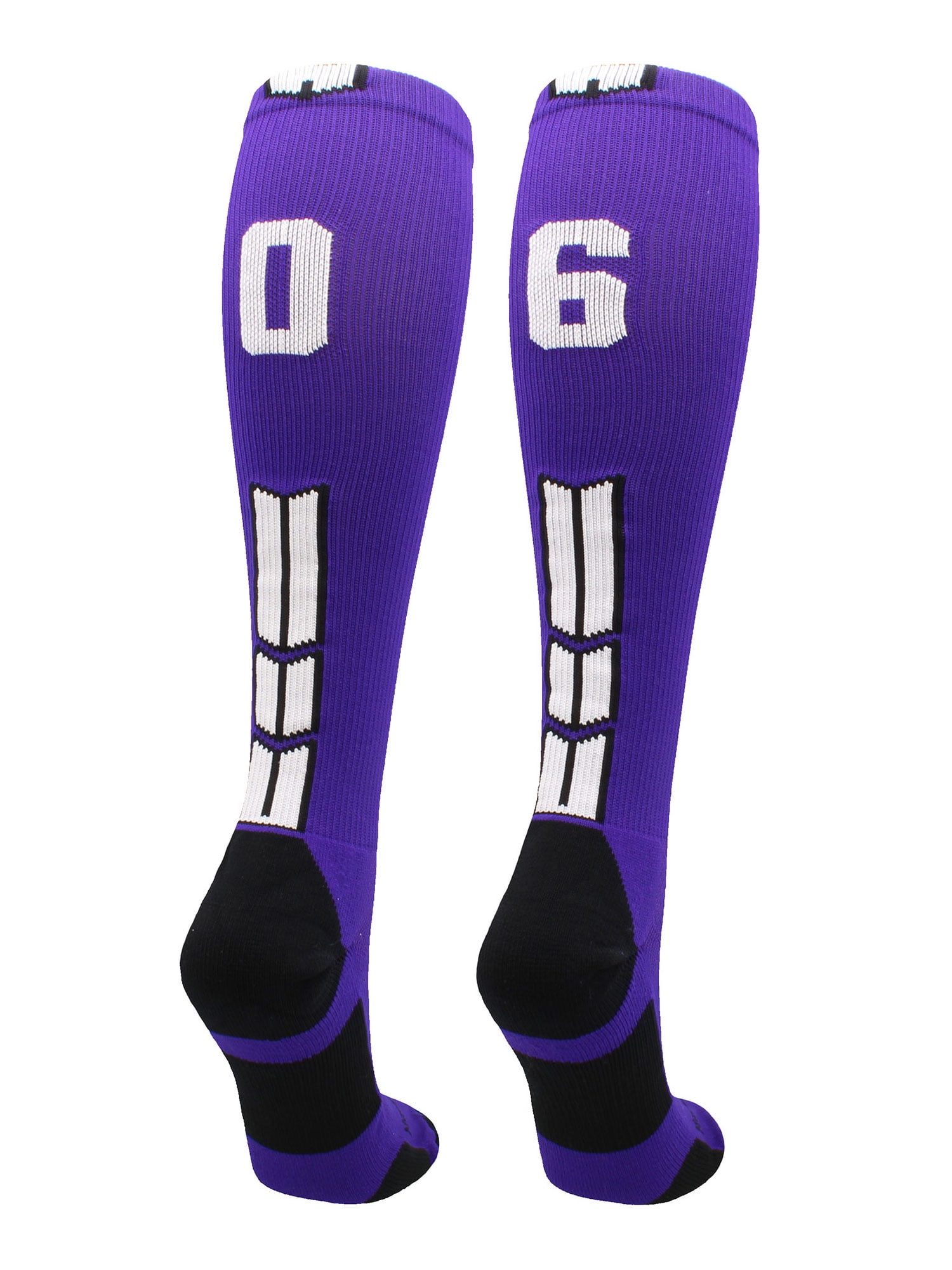Player Id Number Socks Over the Calf Purple White (#06, Medium ...