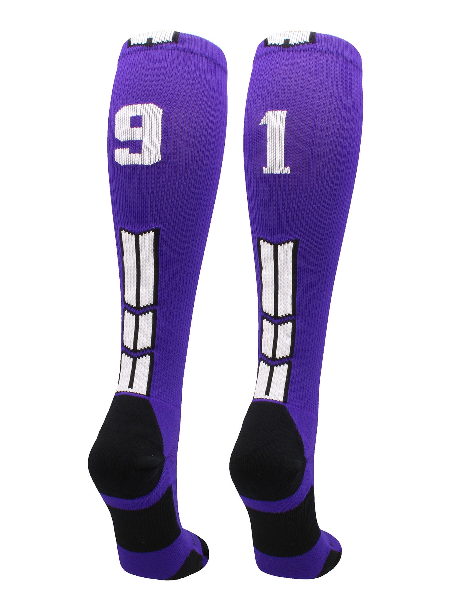 Player Id Number Socks Over the Calf Purple White (#91, Small ...