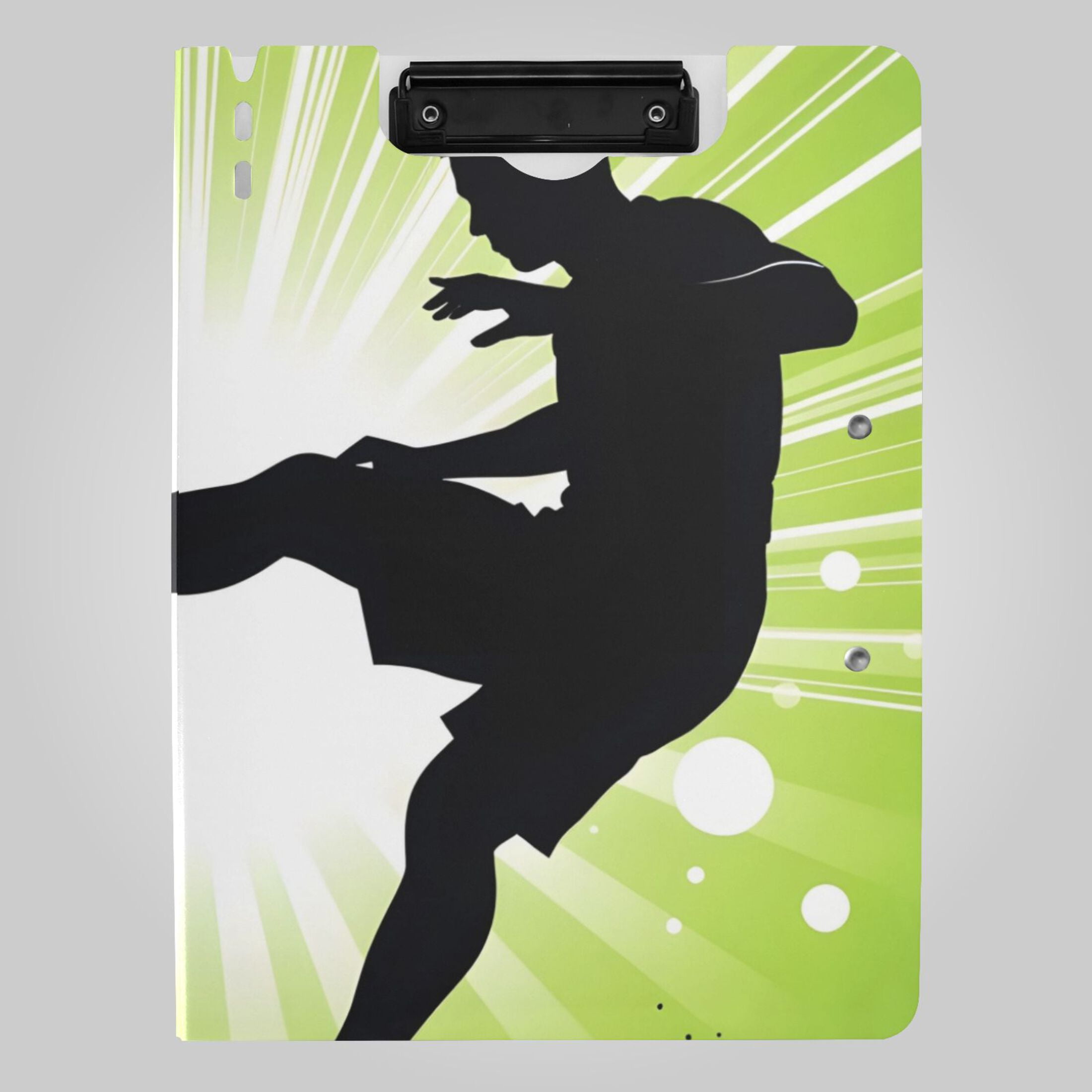 Player Playing Football on Grass Foldable Binder Folder Clipboard with ...
