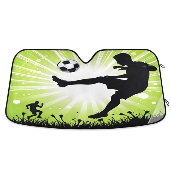 Player Playing Football on Grass Windshield Sun Shade Automobile Visor ...