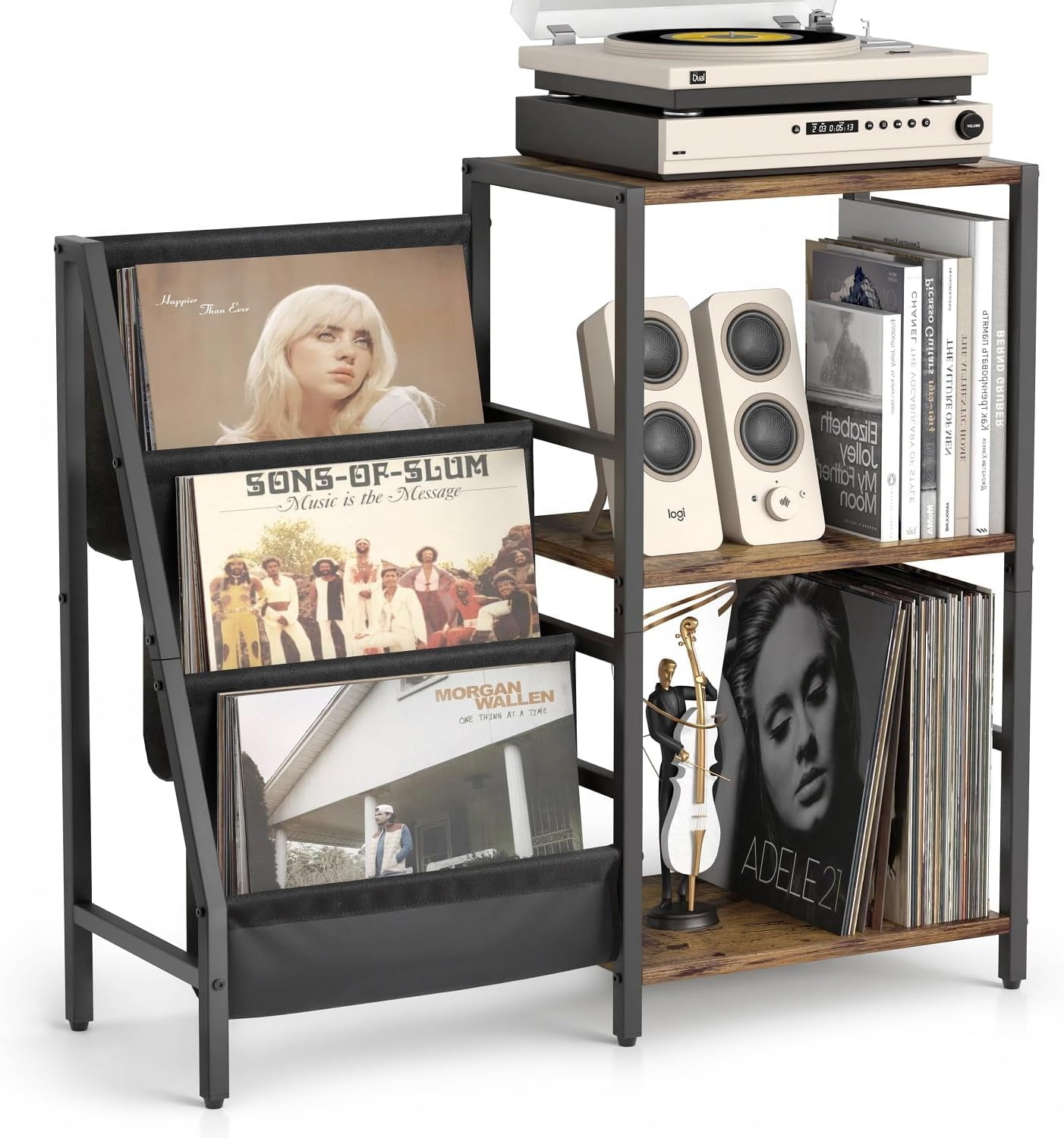 Player Stand with Vinyl Storage Vinyl Record Storage Shelf Record ...