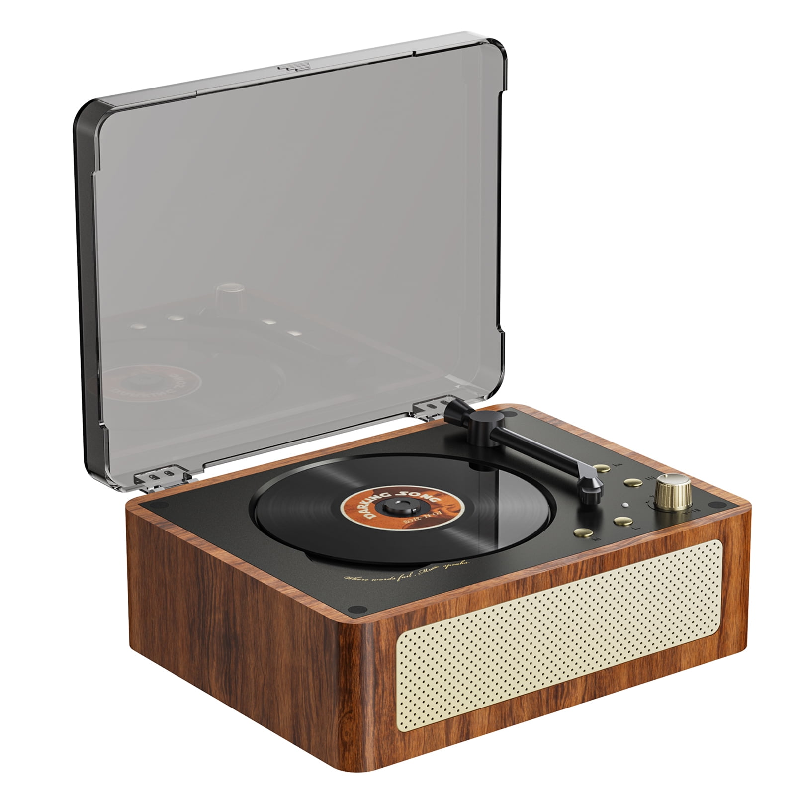 Player Vintage Wood Compact Disc Player Built-In HI-FI Stereo Speaker ...