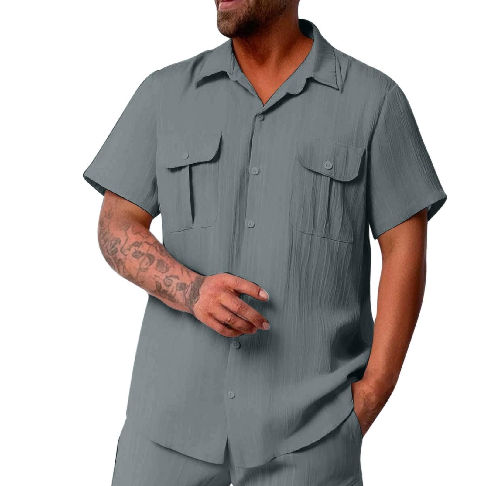 Playera Para Hombre T- Shirts for Men Men's Guayabera Shirts Button ...