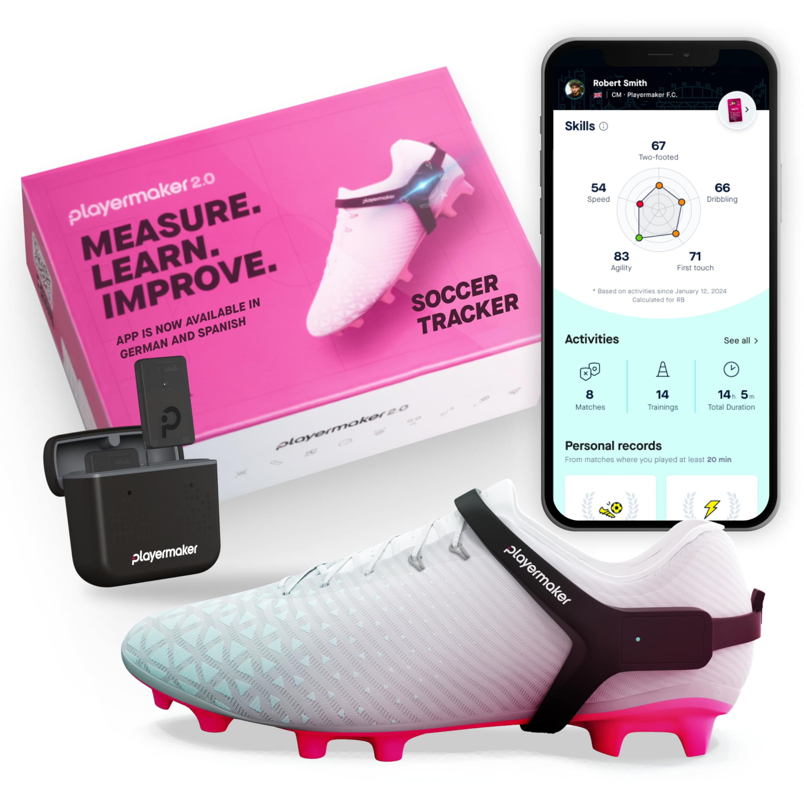 Playermaker Smart Soccer Tracker for Cleats, 25+ Technical & Soccer ...