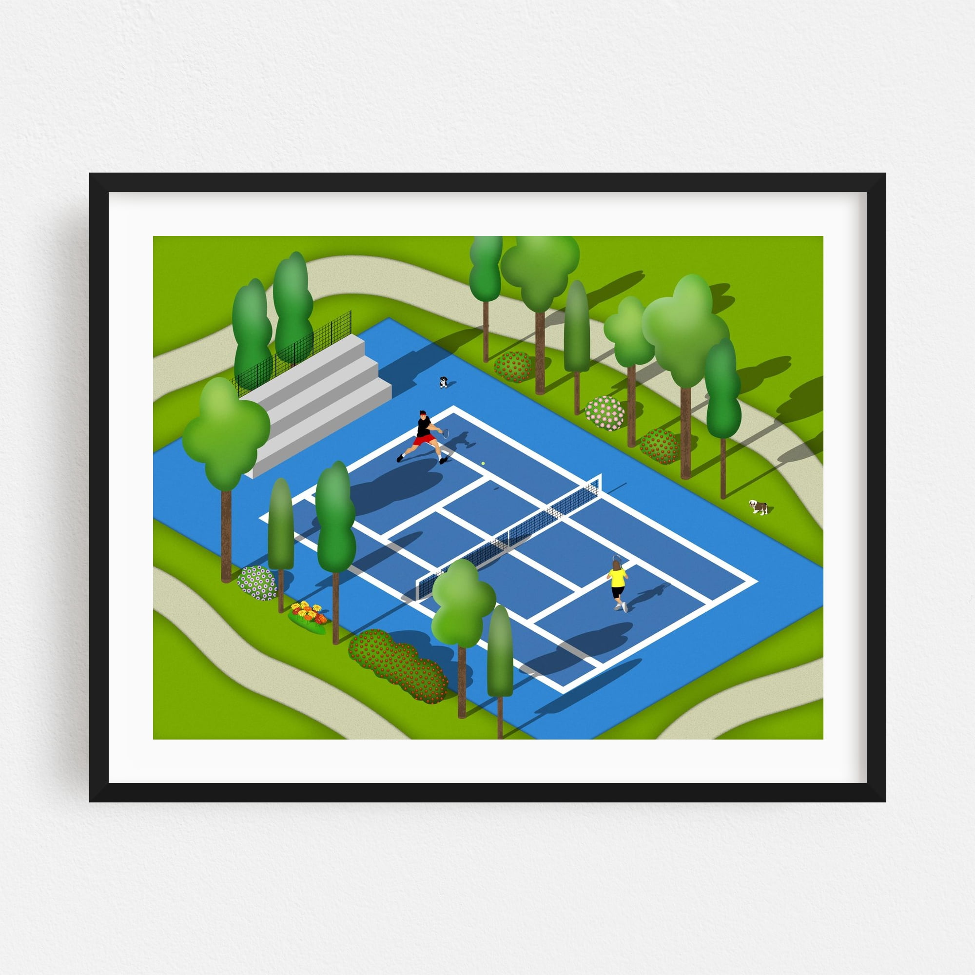 Players on Tennis Court // Isometric Illustration - Digital Art Tennis ...