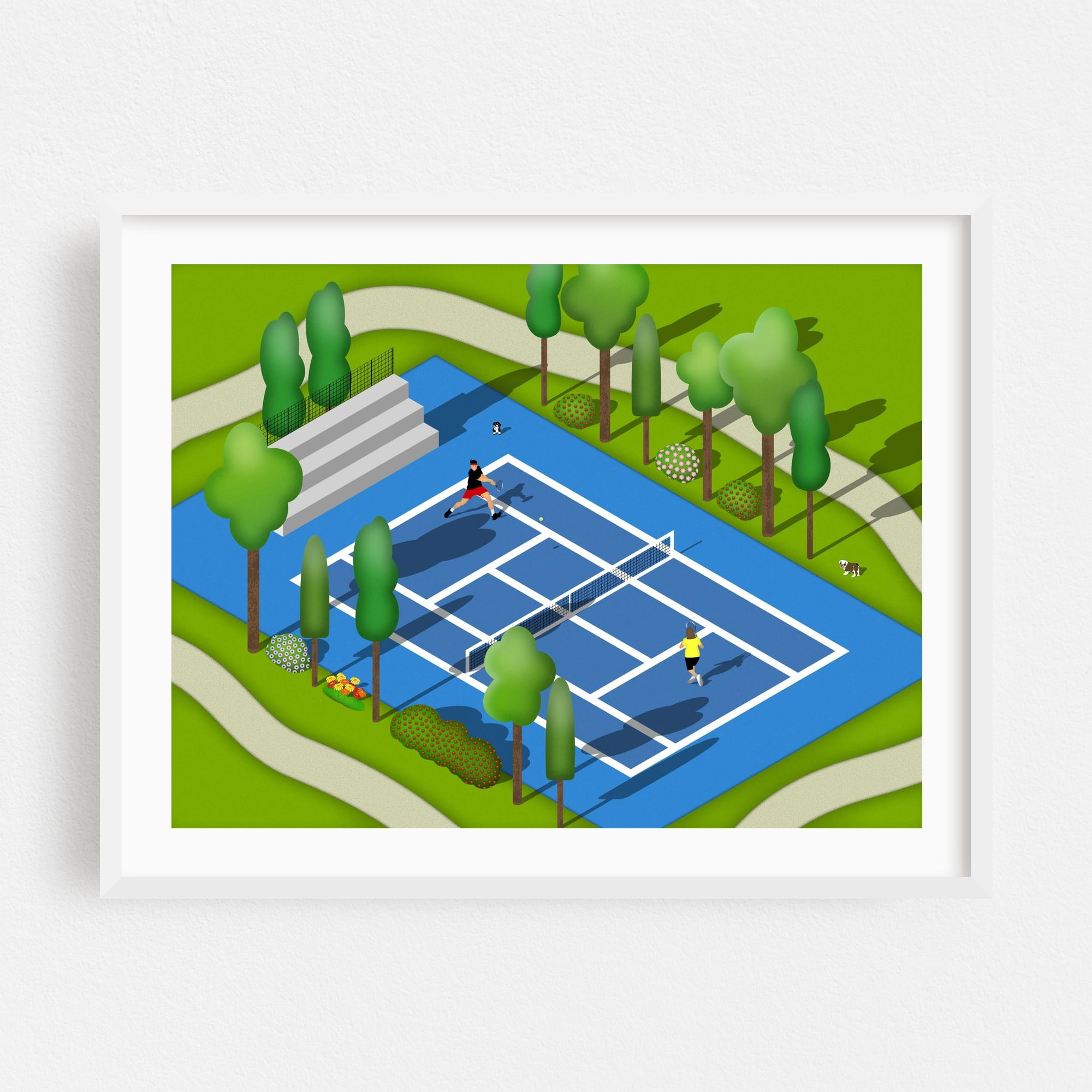 Players on Tennis Court // Isometric Illustration - Digital Art Tennis ...