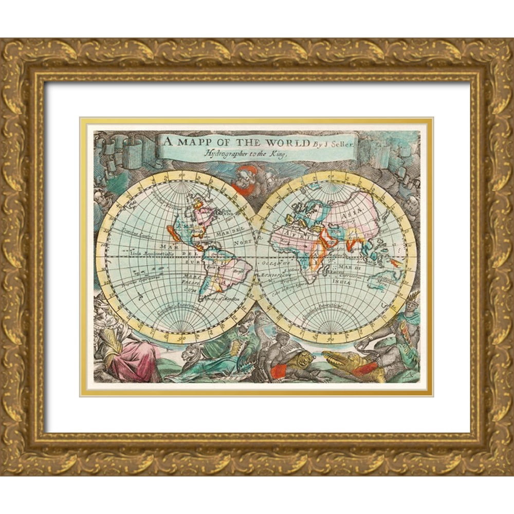 Playford, John 32x26 Gold Ornate Wood Framed with Double Matting Museum ...