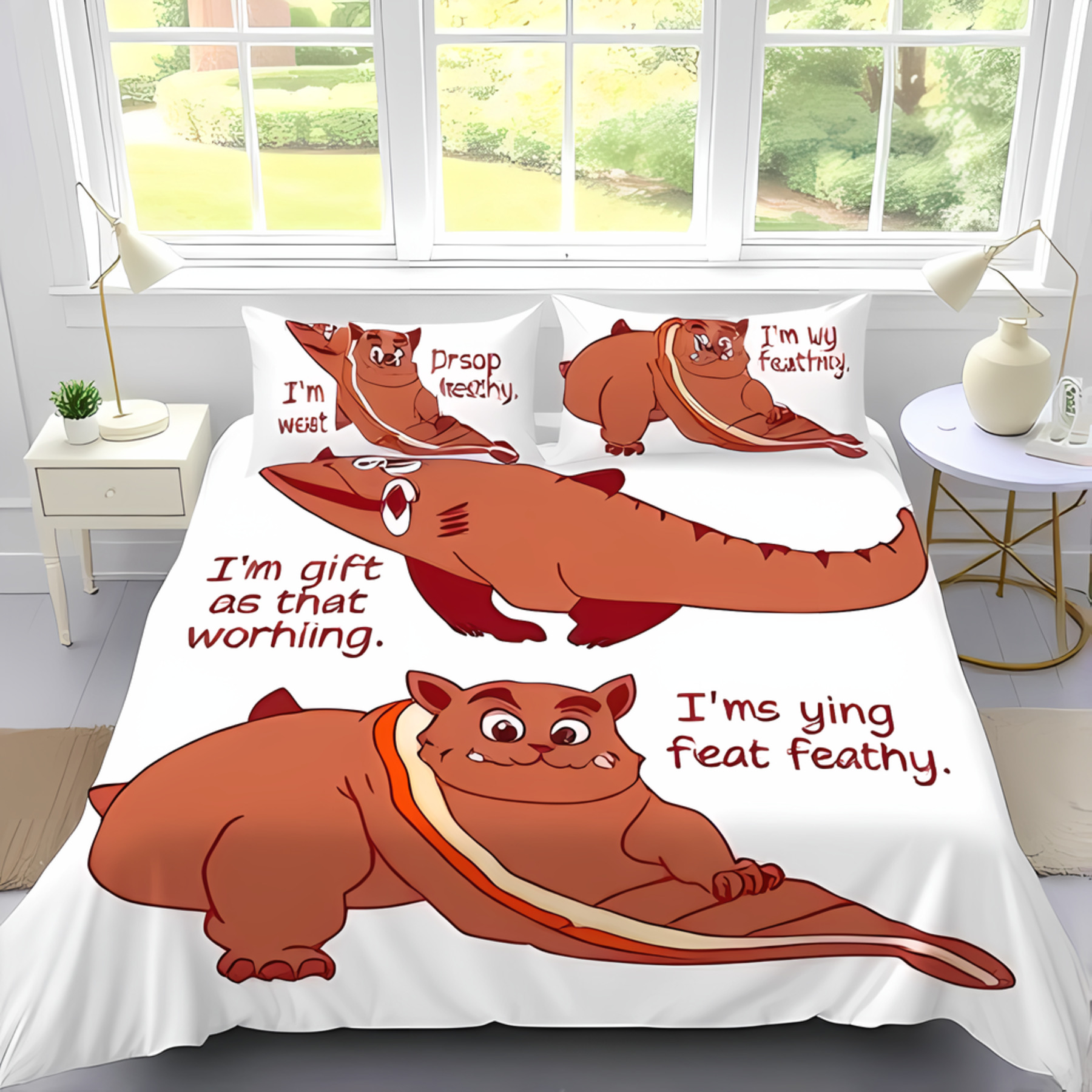 Playful 3-Piece Duvet Cover Set with Cartoon Characters Vibrant Colors ...