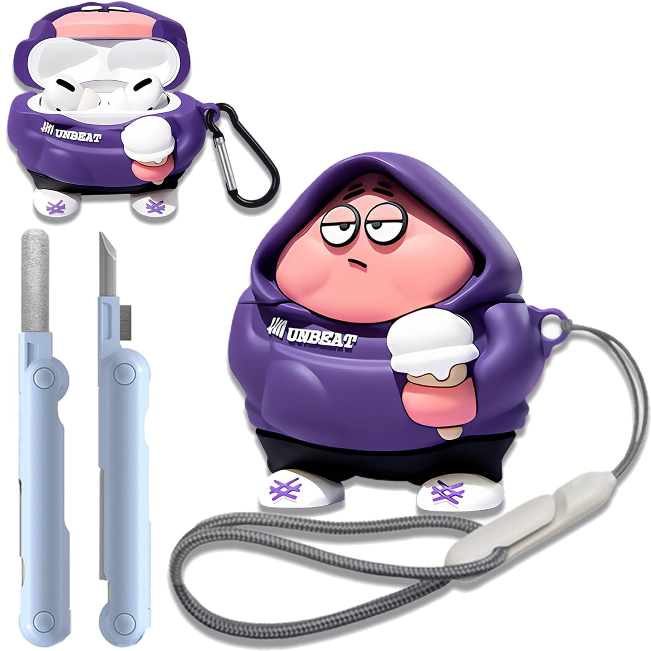 Playful 3D Silicone AirPods Pro Case with Keychain and Cleaner Kit for ...