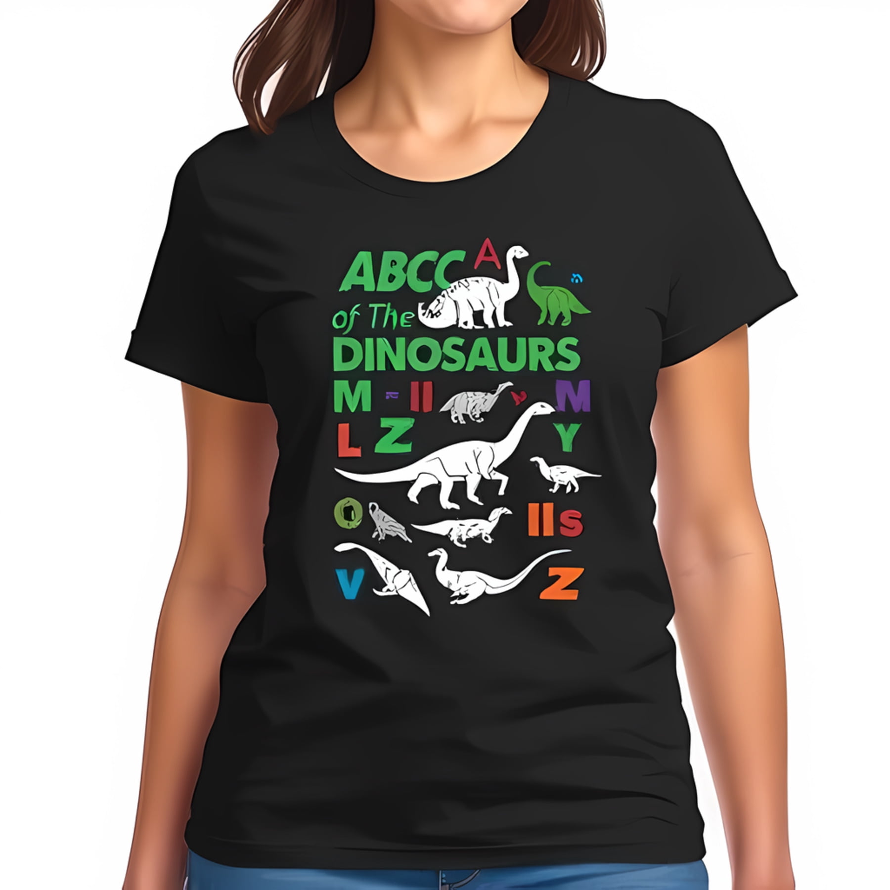 Playful Alphabet Chart Cotton Short Sleeve T-Shirt for Paleontology ...