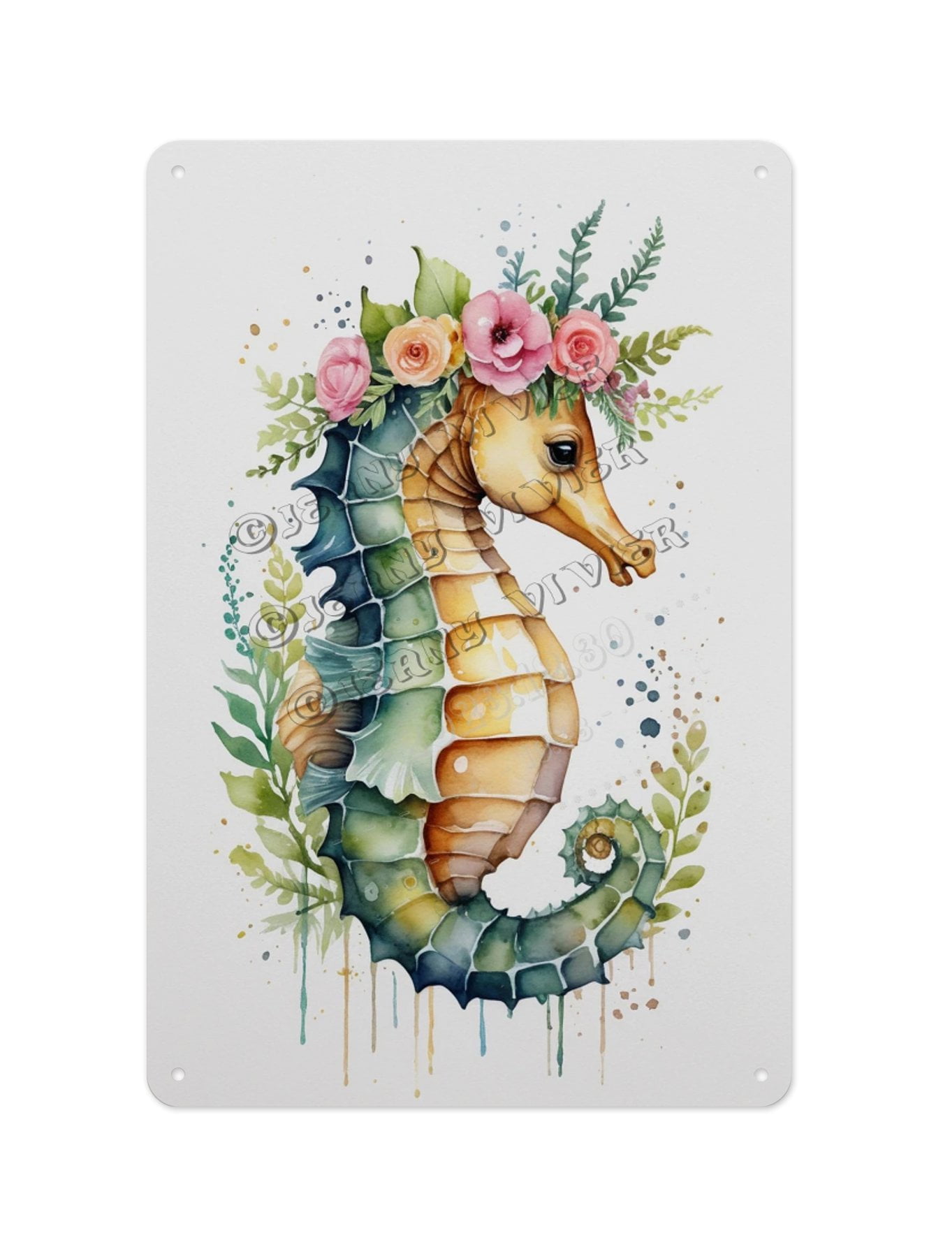 Playful Aluminum Sign - Funny Seahorse - 12 x 16 Inches - Fun Metal ...