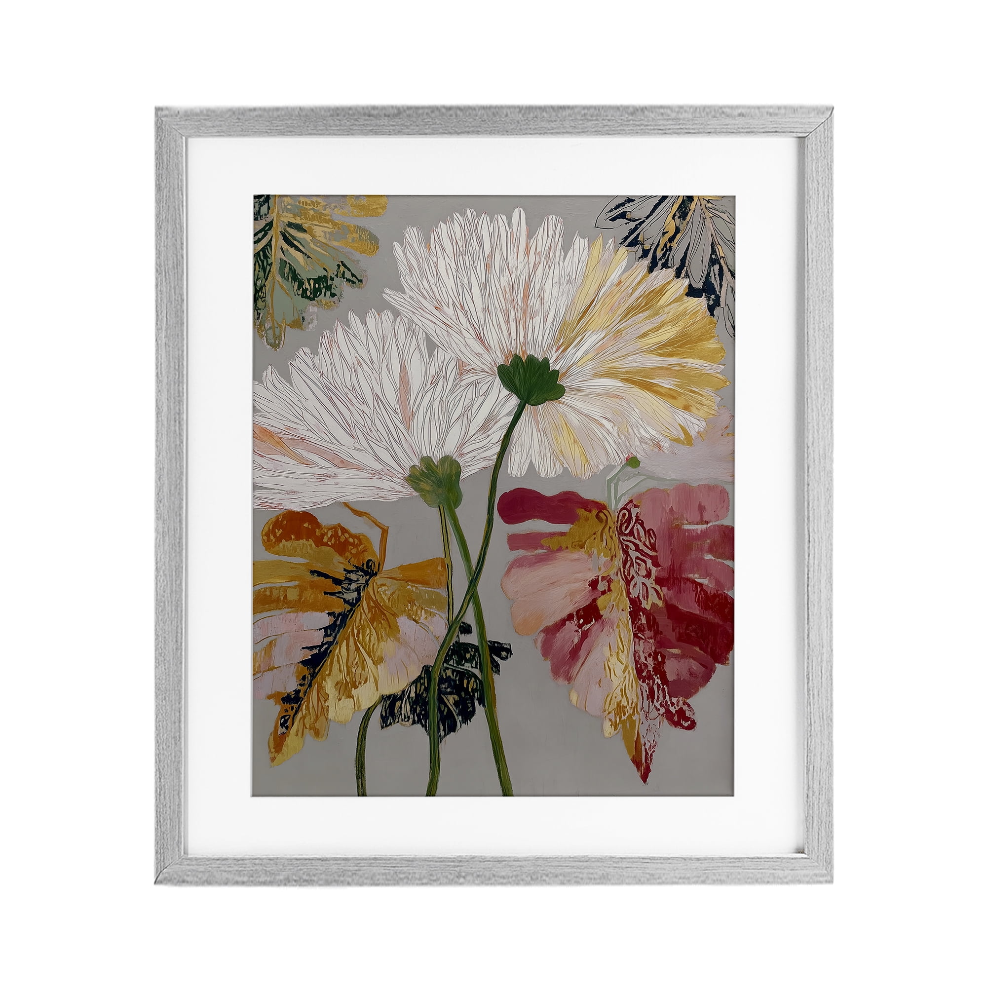 Playful Assumptions Flowers Gray Framed Print Under Glass, design by ...