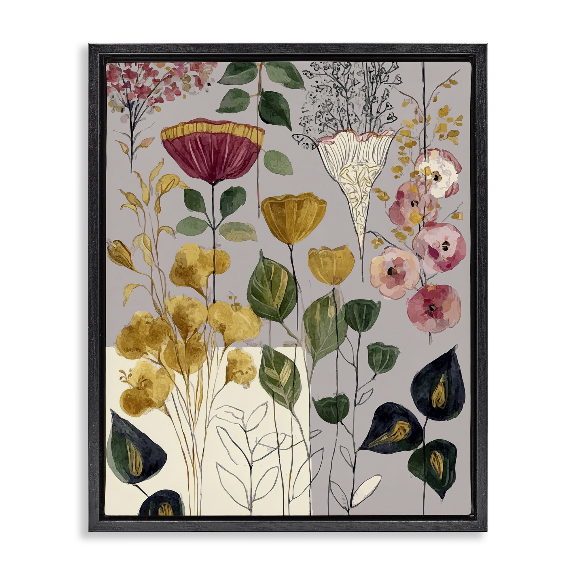 Playful Assumptions Foliage Black Framed Floater Canvas Wall Art ...