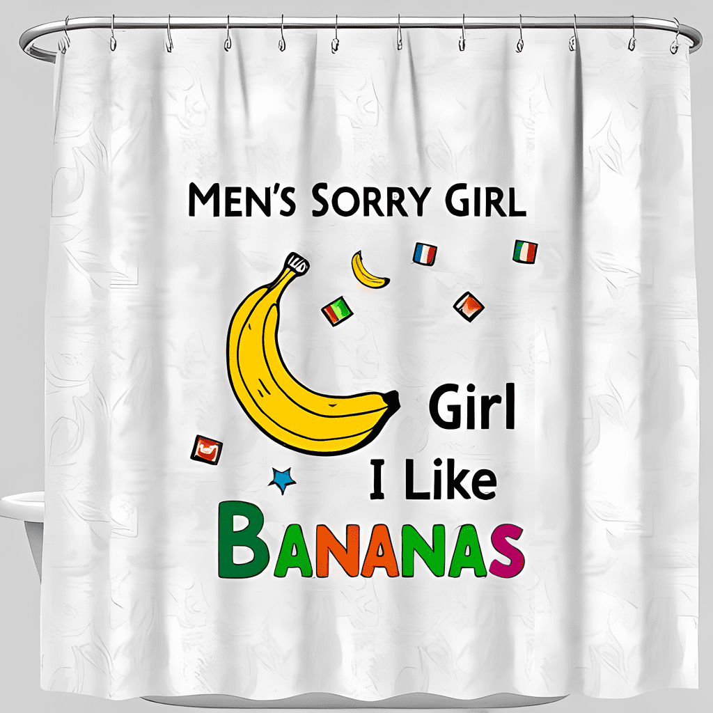 Playful Banana Shower Curtain - "Men's Sorry Girl I Like BANANAS" - Fun ...