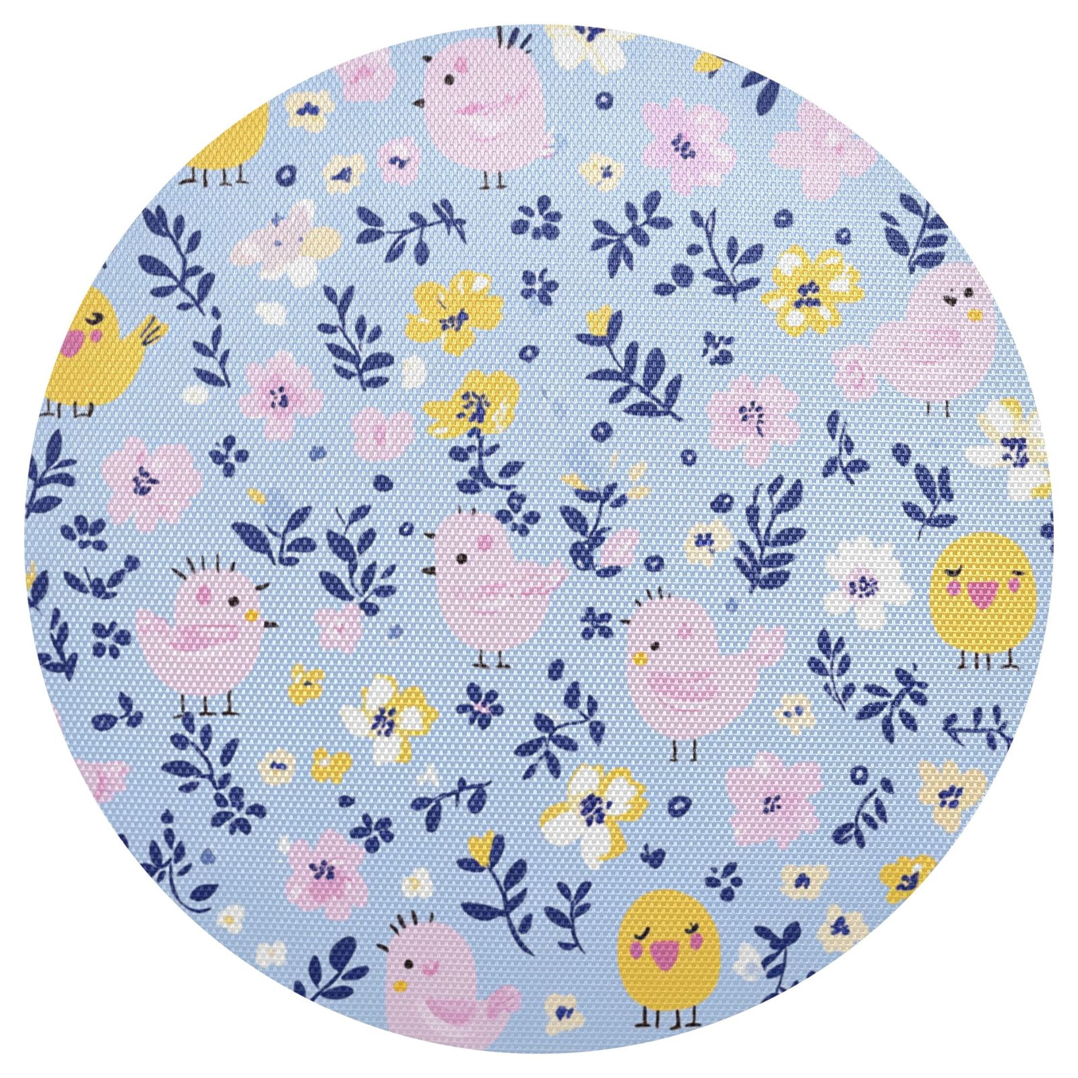 Playful Birds and Floral 4-Piece 15.4in Heat-Proof PVC Plate Mats, Easy ...