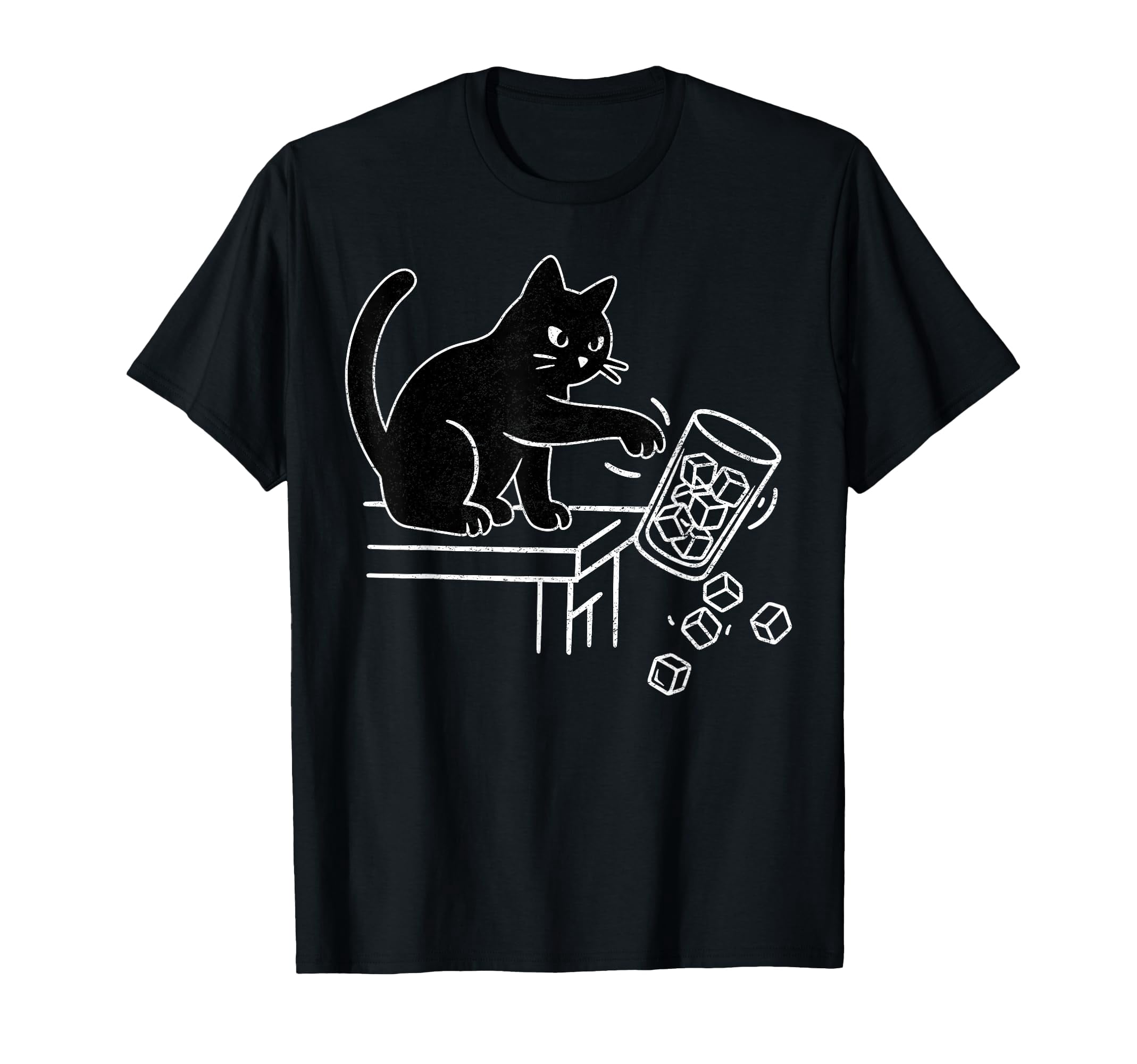Playful Black Cat Pushing Ice T-Shirt for Fun and Quirky Style ...