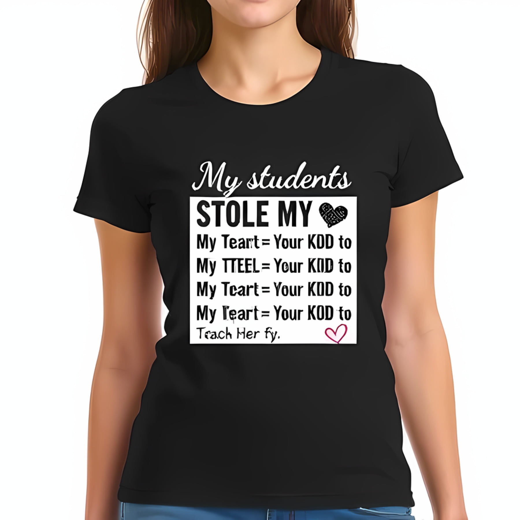 Playful Black Cotton Short Sleeve T-Shirt for Teachers - " My Students ...